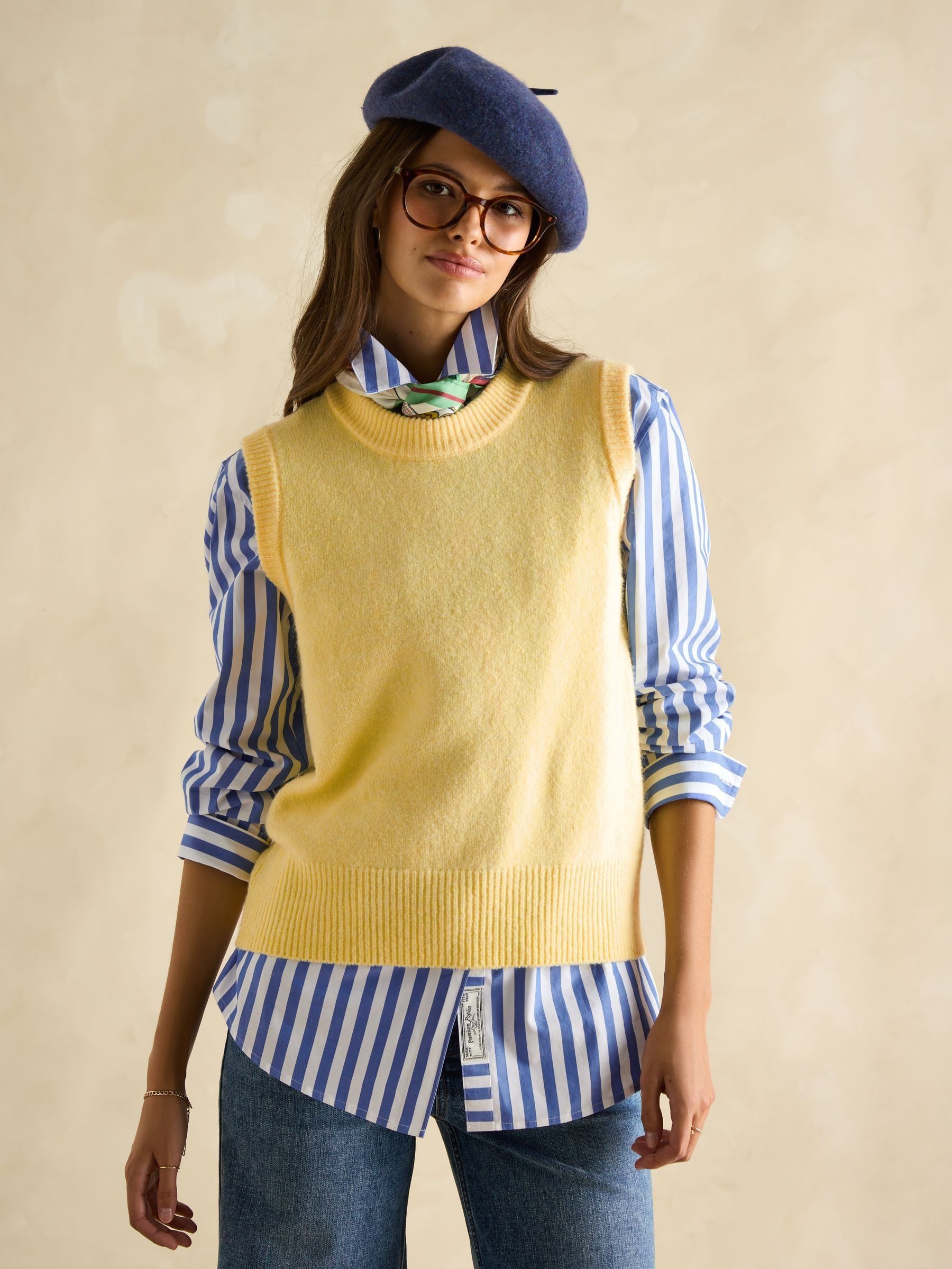 Holly Yellow Knitted Vest | Joules