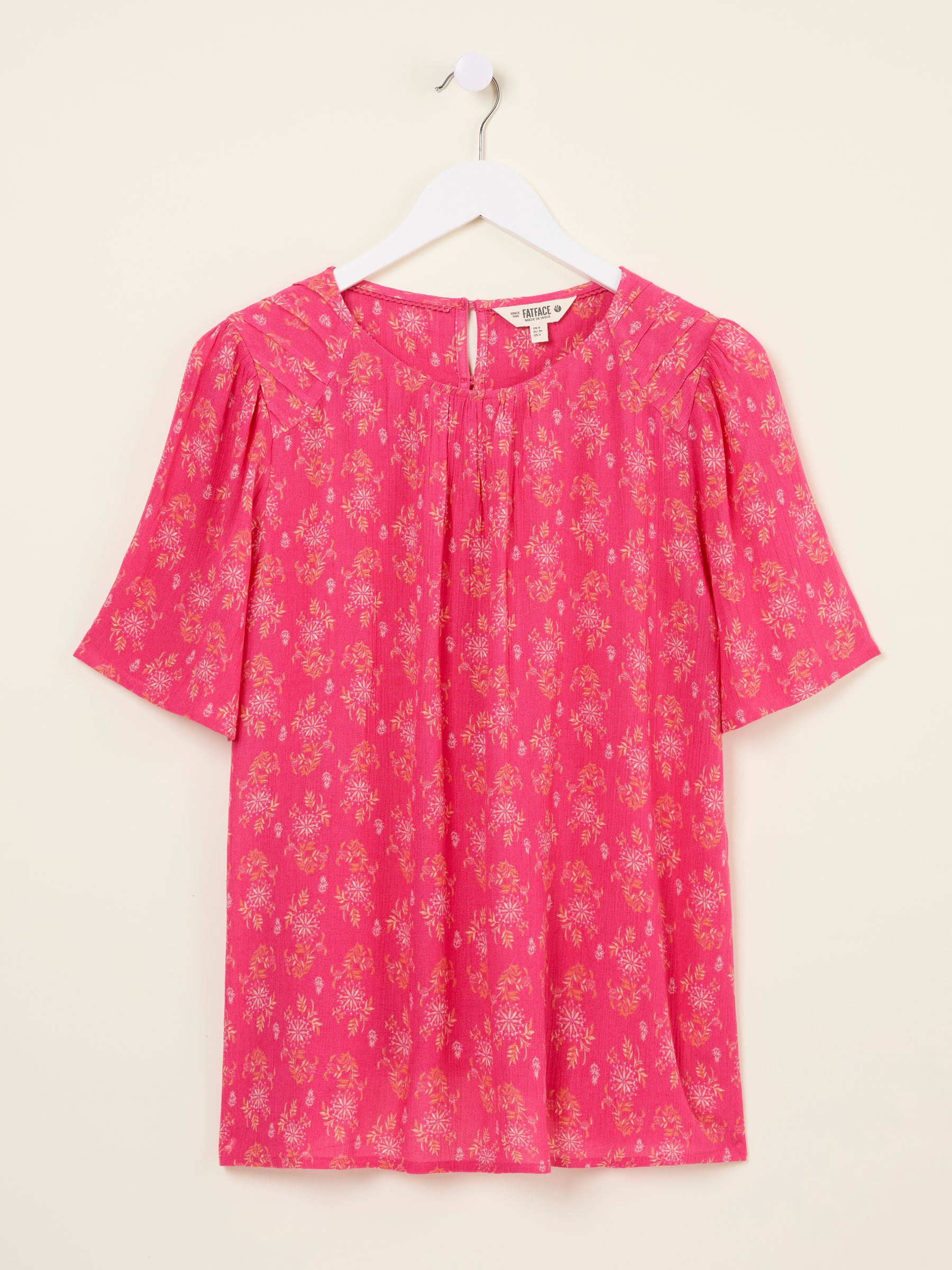 Lyndy Mid Pink Floral Block Blouse | FatFace