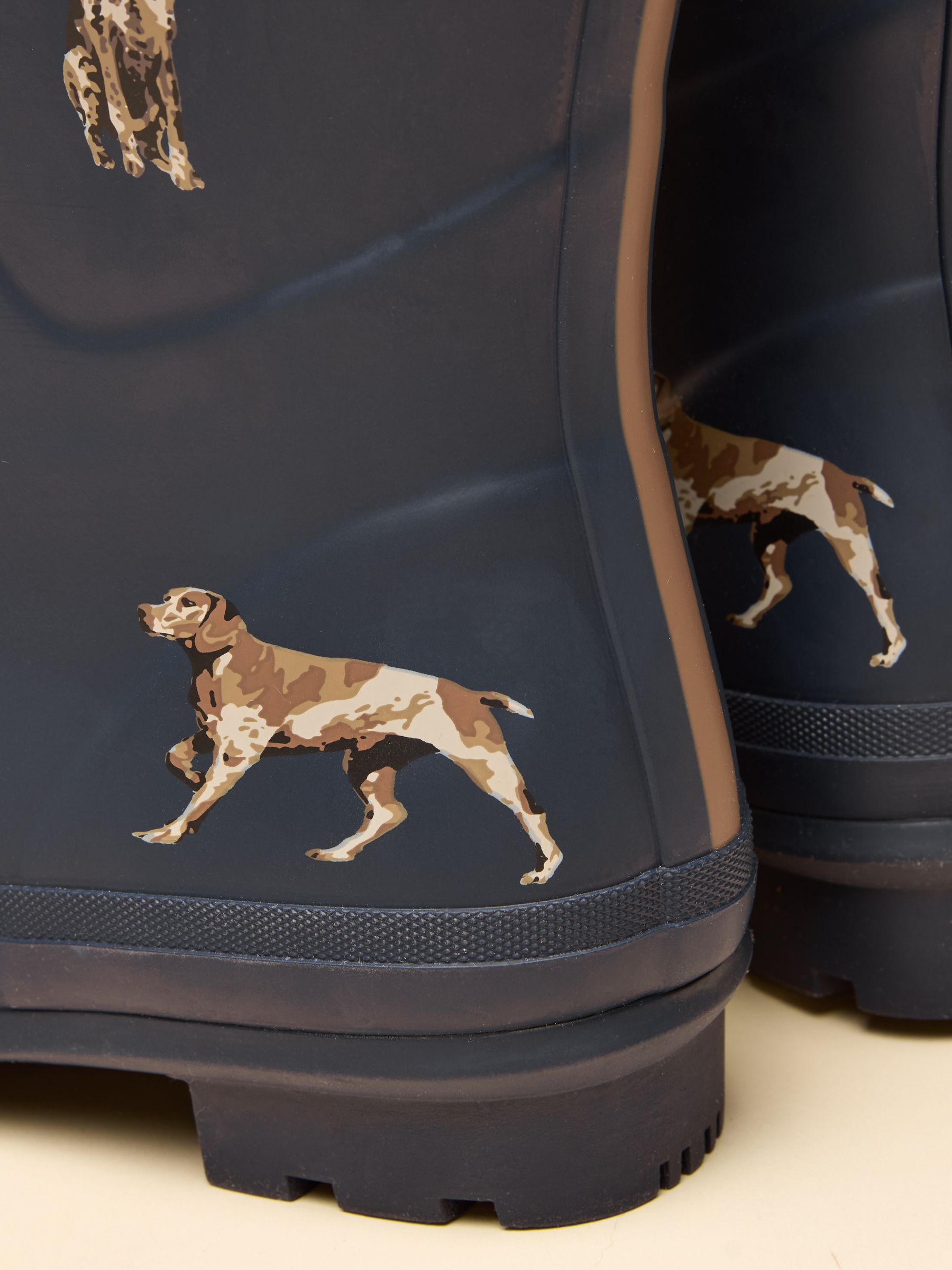 Printed Navy Adjustable Tall Waterproof Wellies | Joules