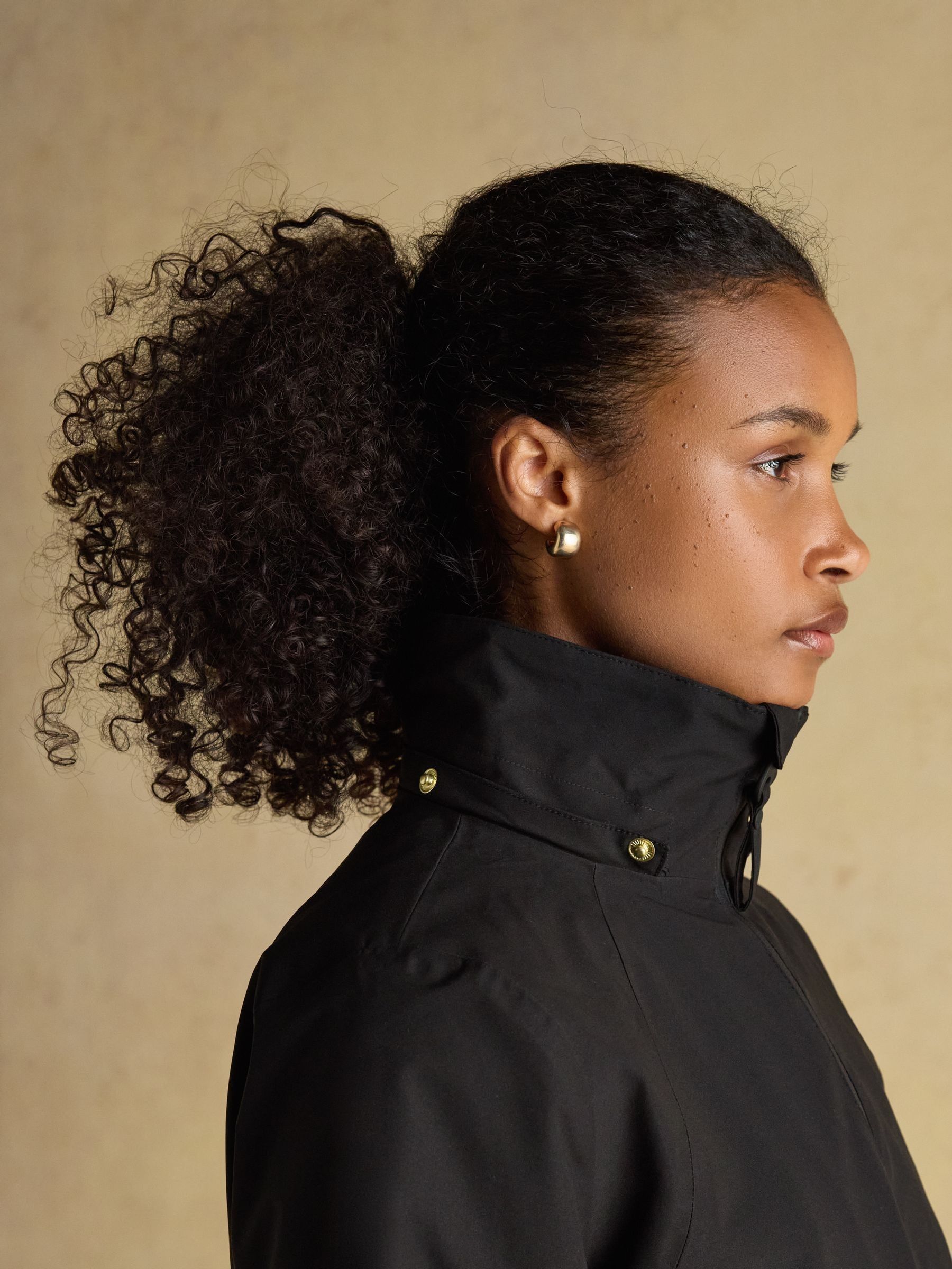 Rainaway Black Lightweight Waterproof Longline Raincoat with Hood | Joules