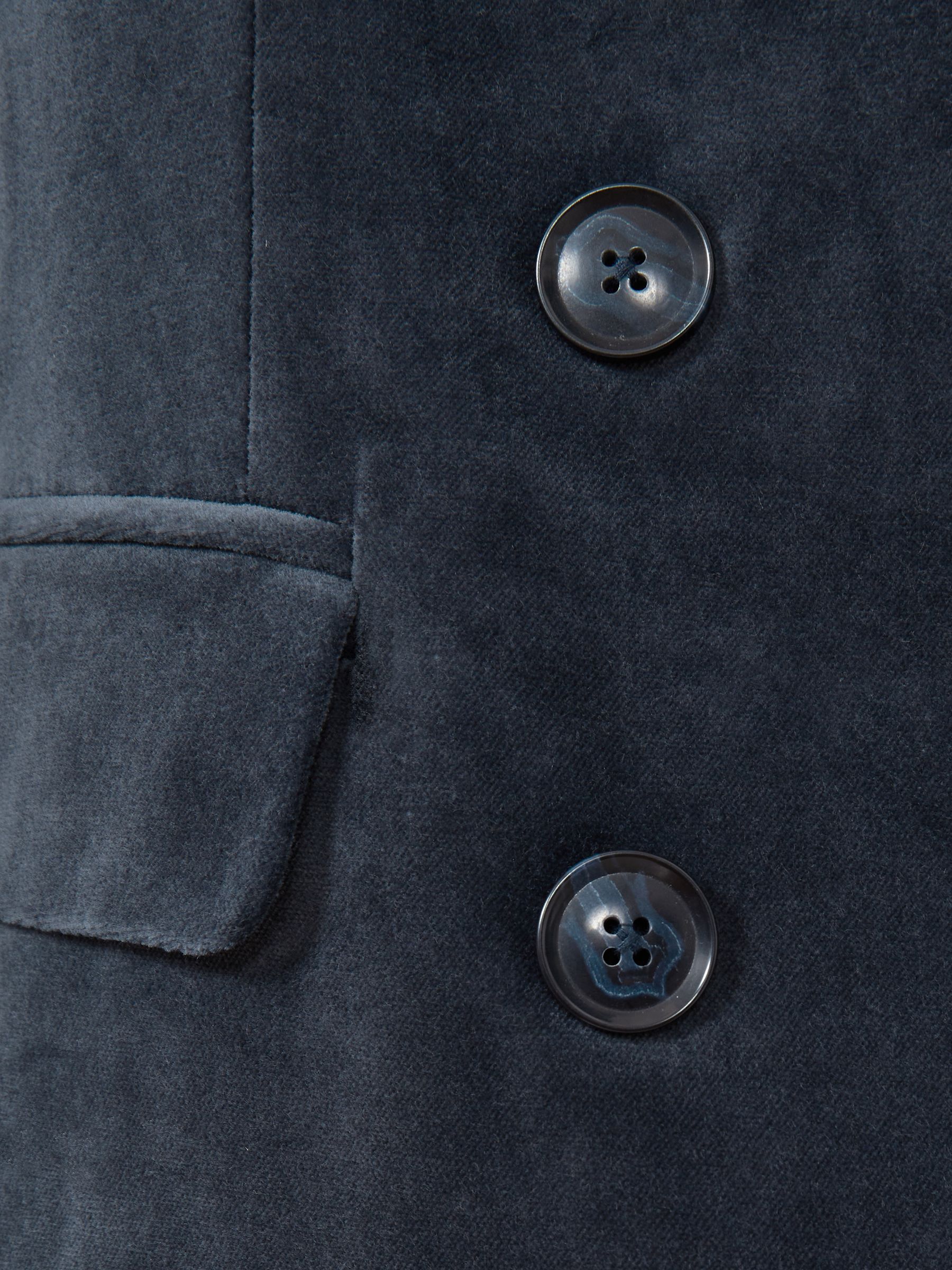 Reiss Paige Velvet Double Breasted Blazer in Calico Blue - REISS