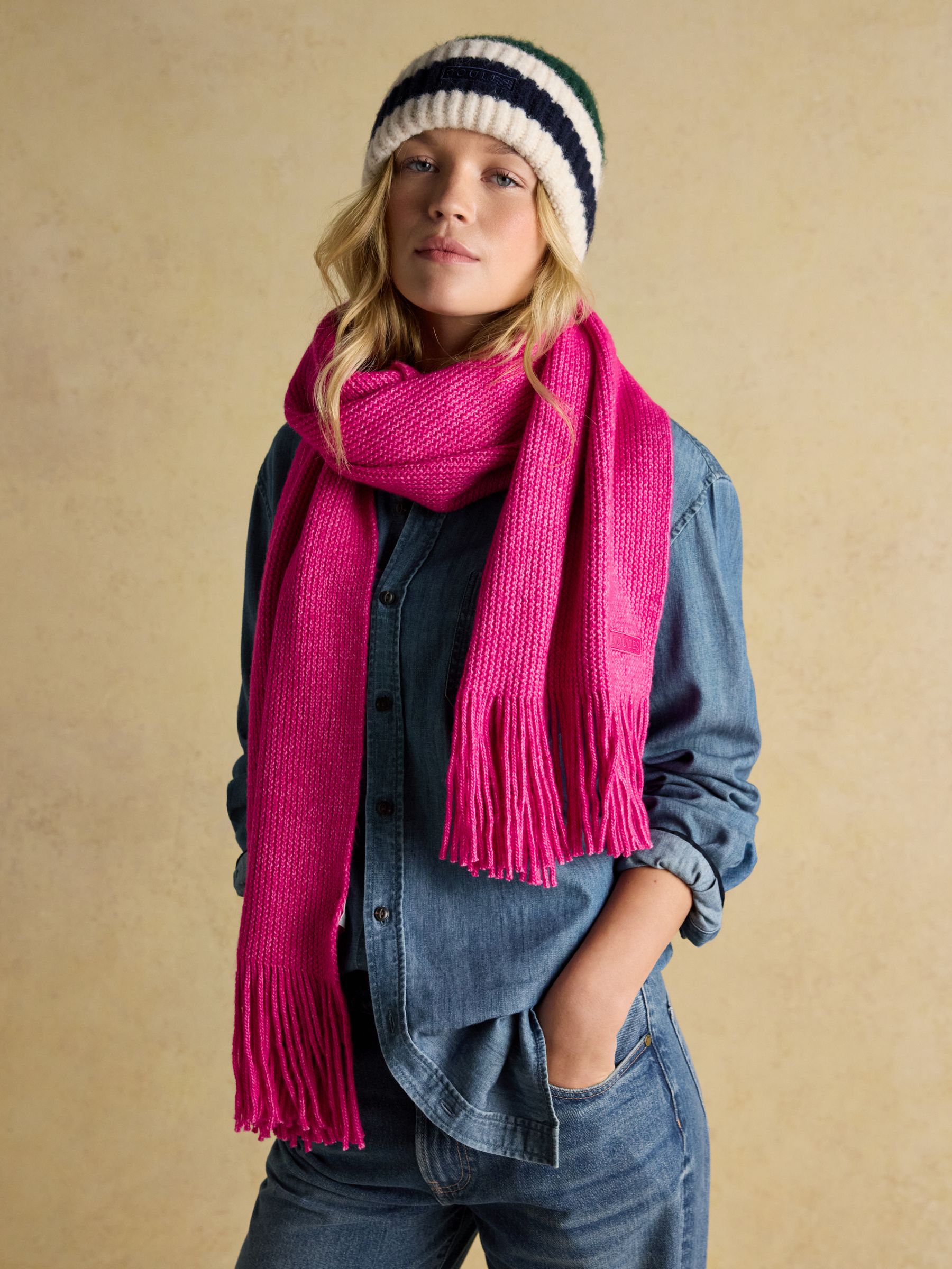 Rosa Pink Knitted Scarf | Joules