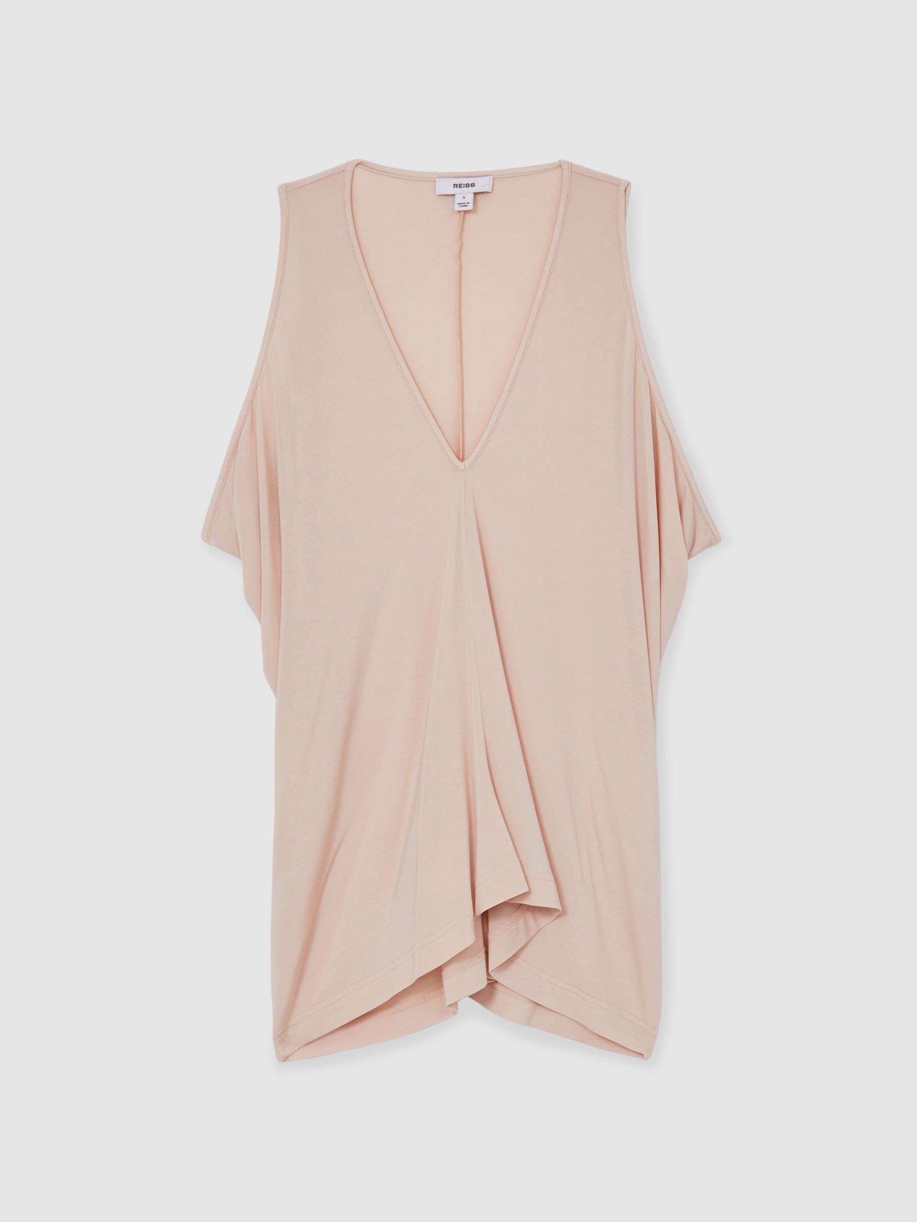 Reiss Draped V-Neck Sleeveless Top in Pink | REISS