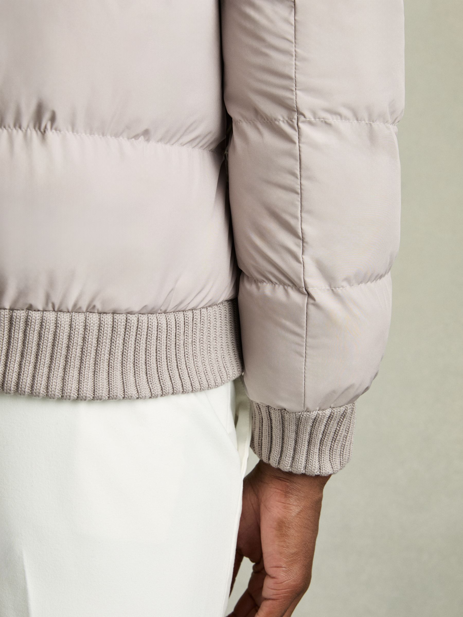 Reiss Faux-Fur Collar Puffer Jacket in Grey - REISS