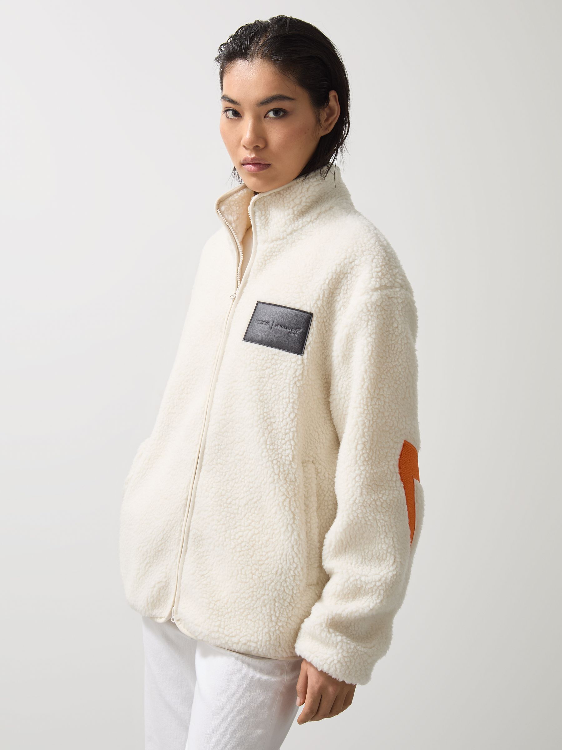 Reiss McLaren F1 Team Embroidered Fleece Jacket Unisex Fit in Off White ...