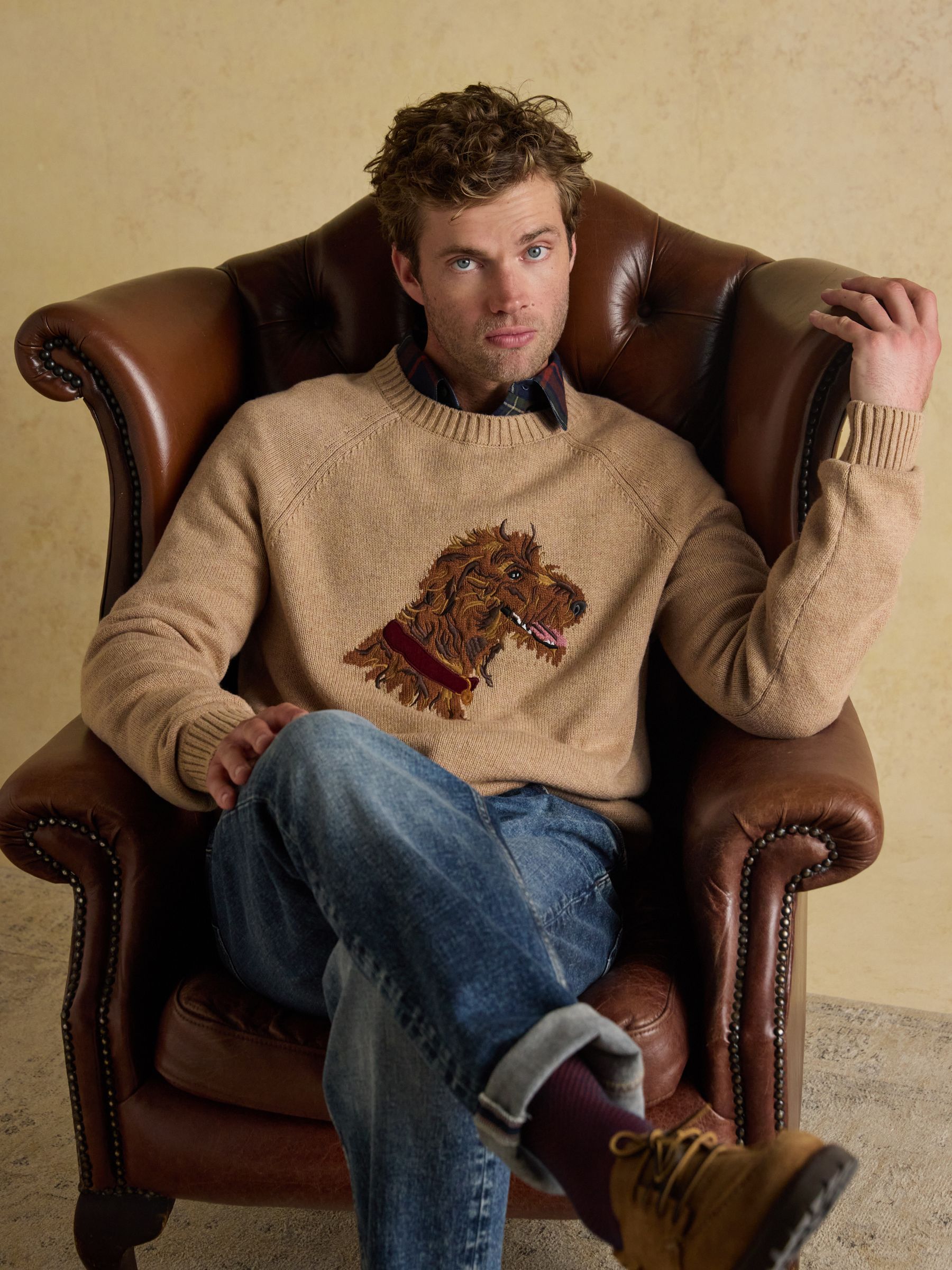 Unisex Oatmeal Irish Wolf Hound Jumper | Joules