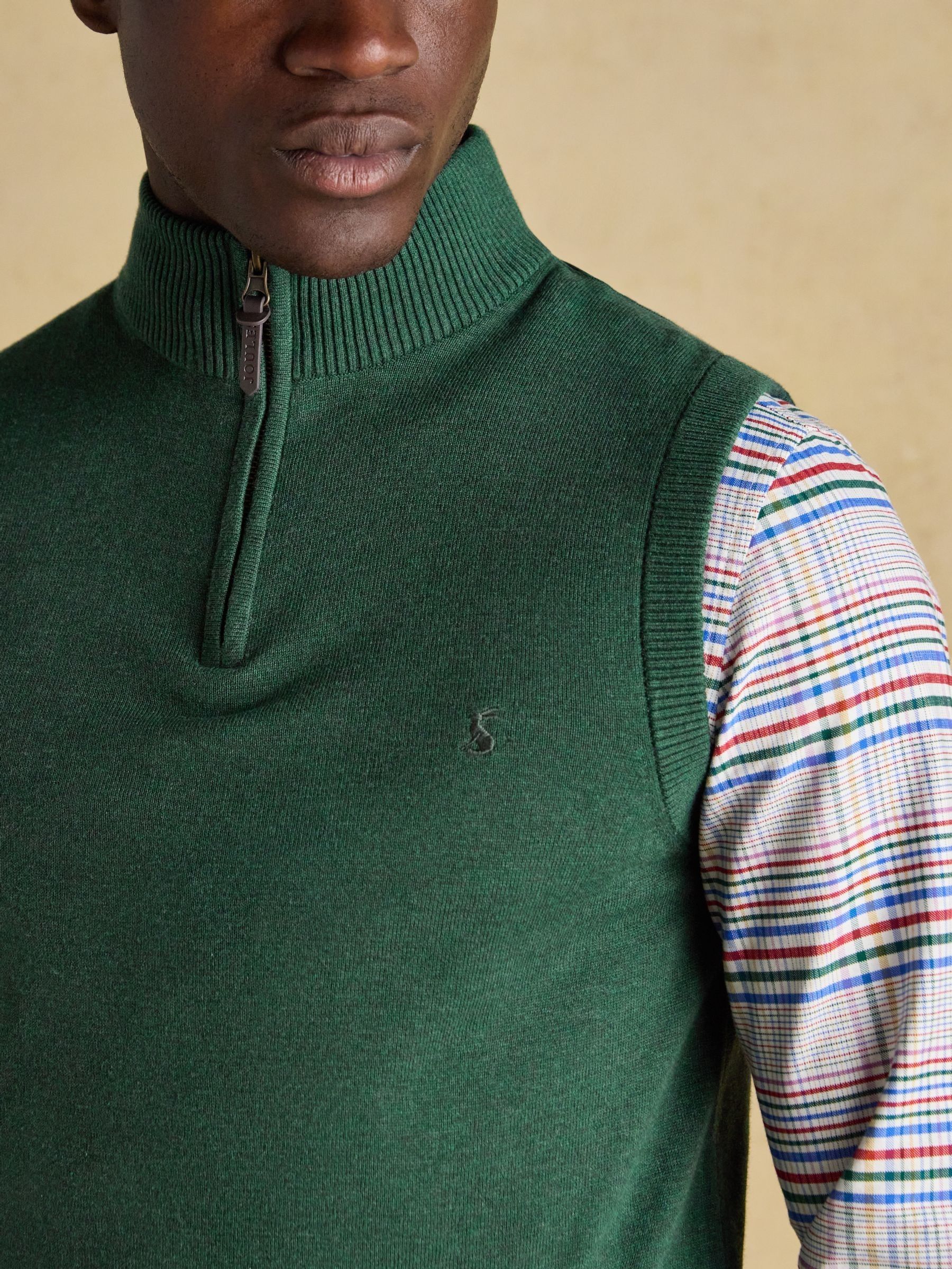 Hillside Green Quarter Zip Knitted Tank Top | Joules