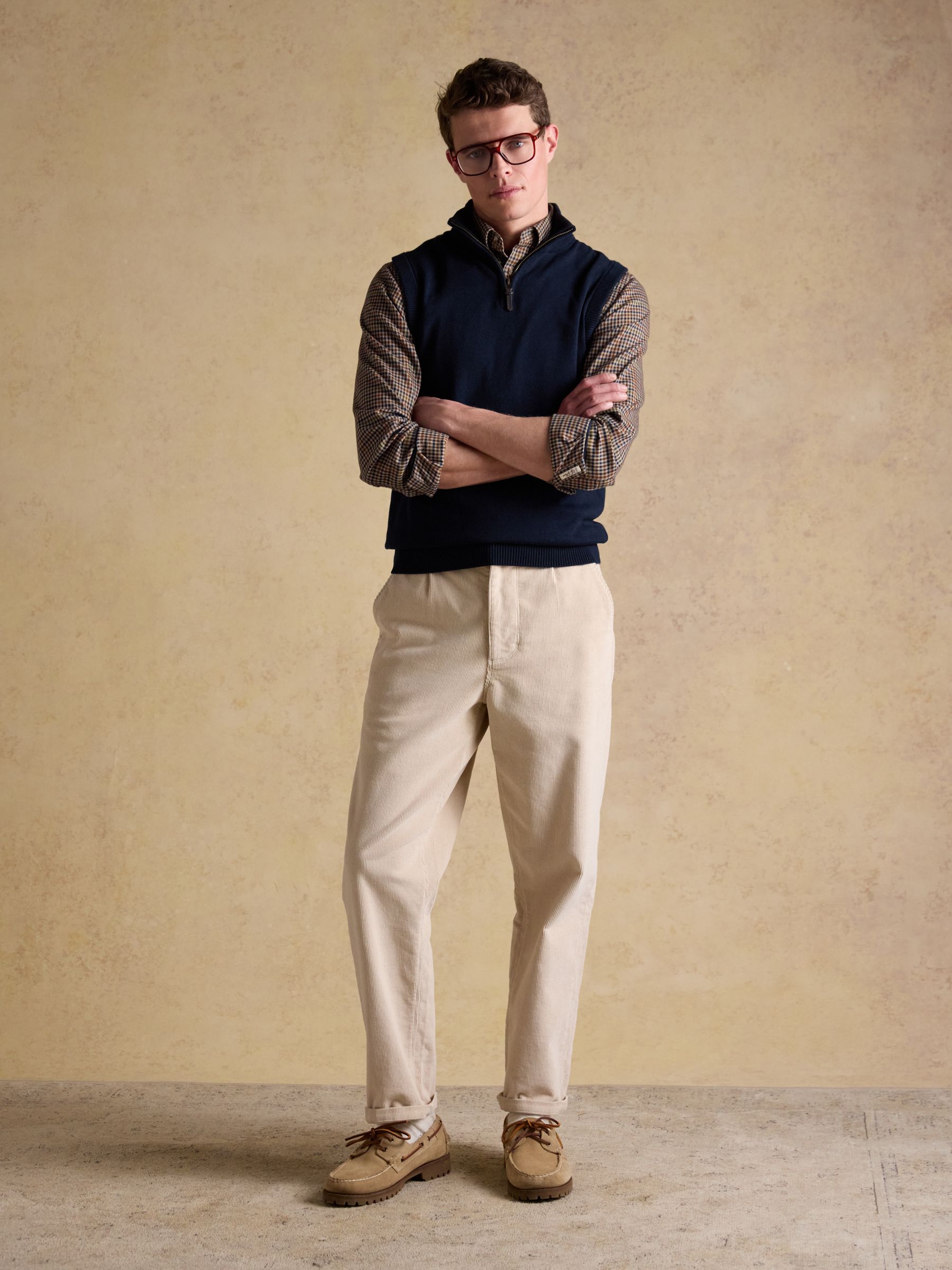Hillside Navy Quarter Zip Knitted Tank Top | Joules