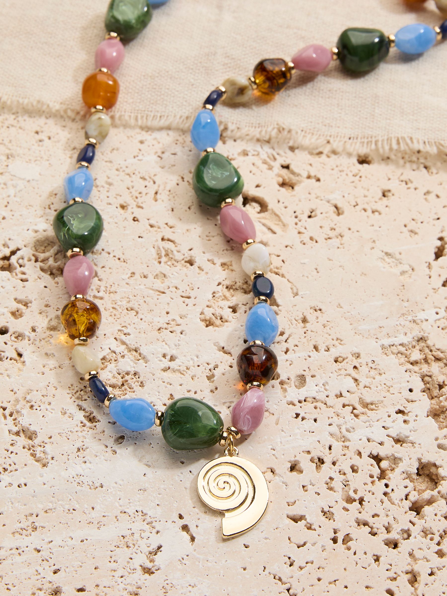 Multi Long Beaded Shell Pendant Necklace | FatFace