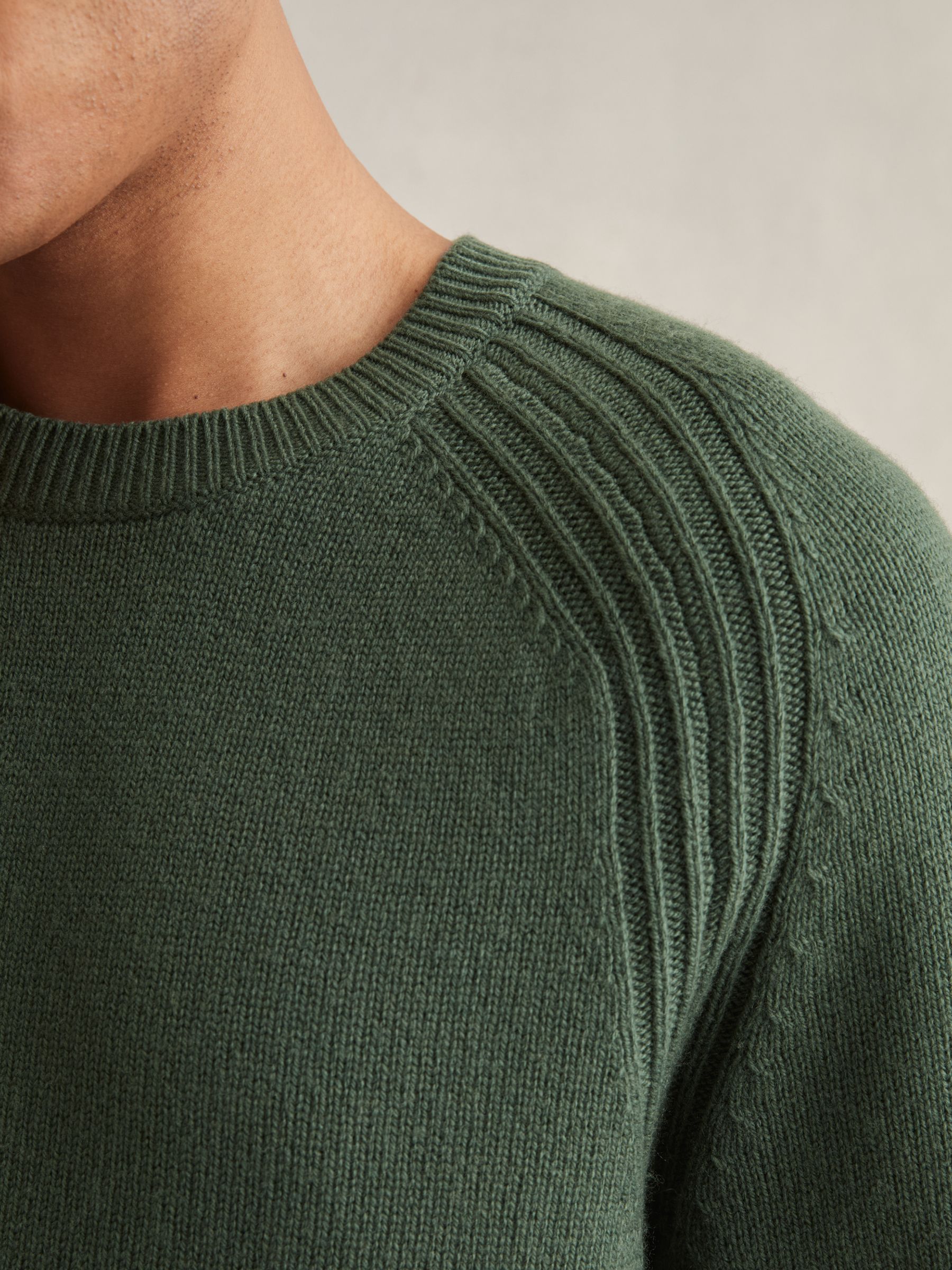 Reiss Wool Blend Heavy Knit T-Shirt in Kale Green - REISS