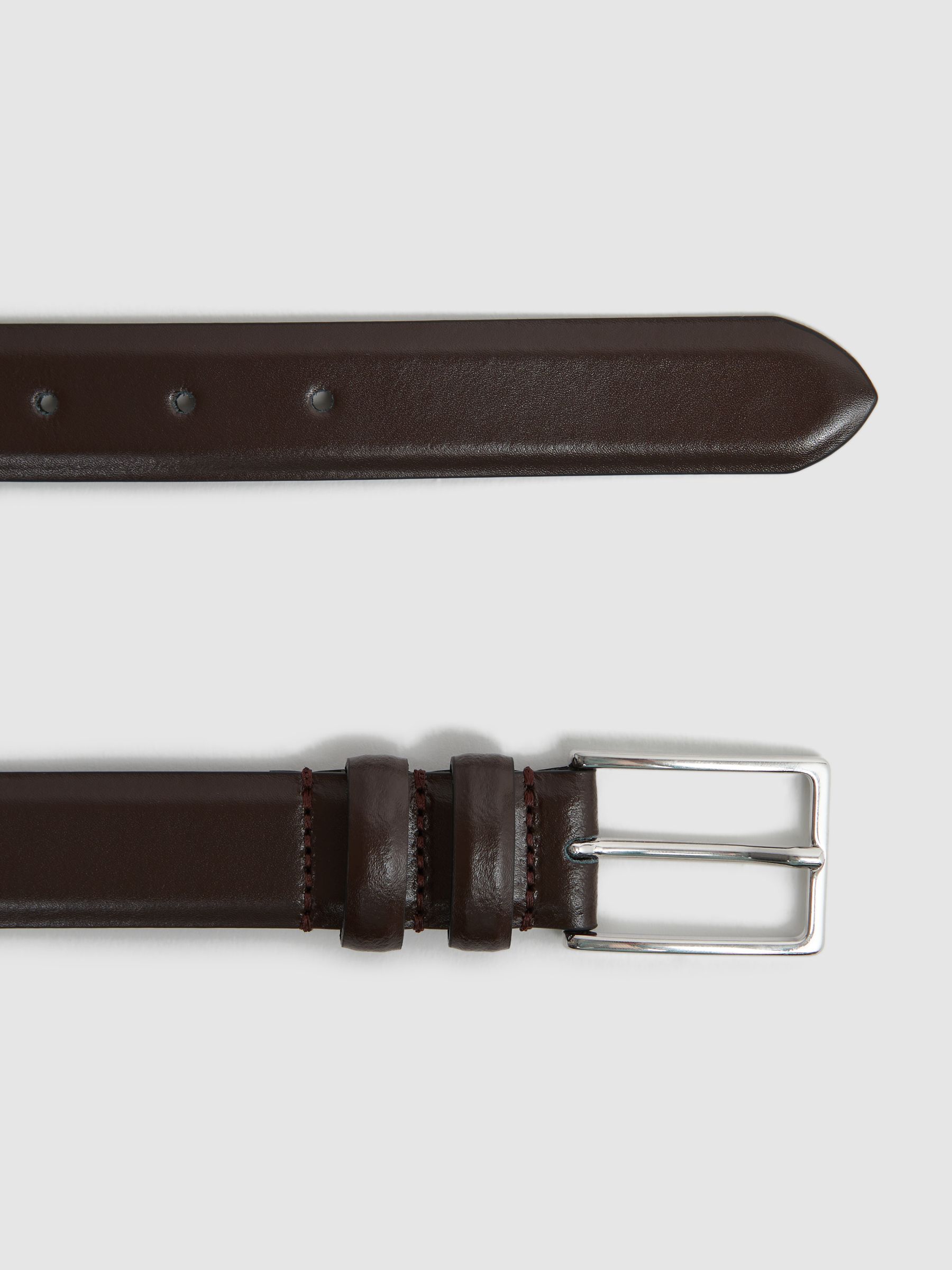 Reiss Smooth Leather Belt in Chocolate - REISS