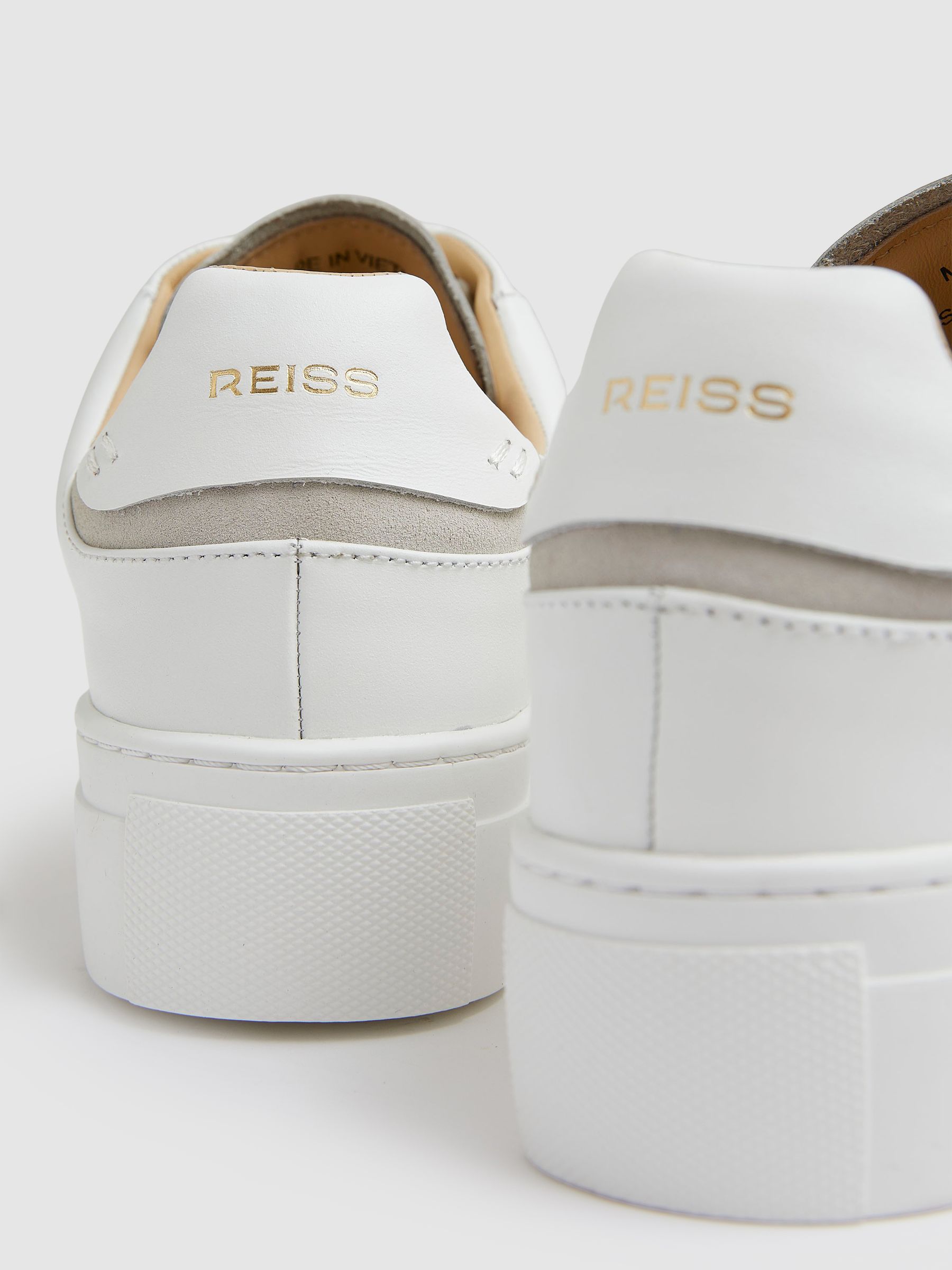 Reiss Leather Low-Top Trainers in White | REISS