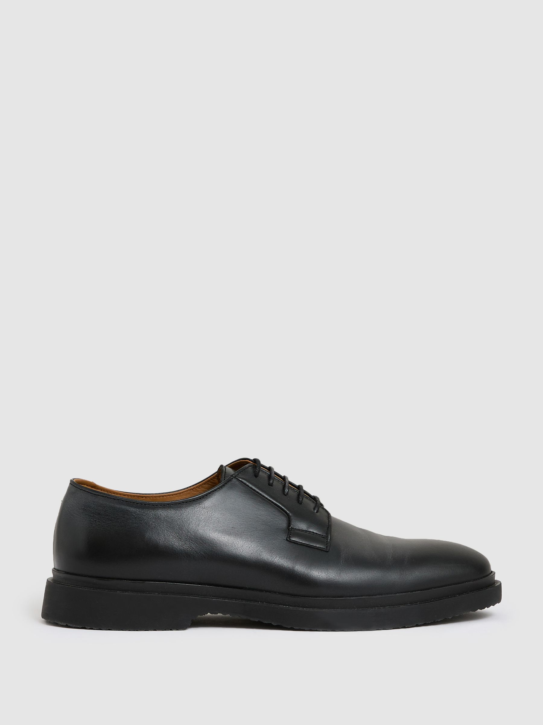 Reiss Leather Lace-Up Derby Shoes in Black - REISS