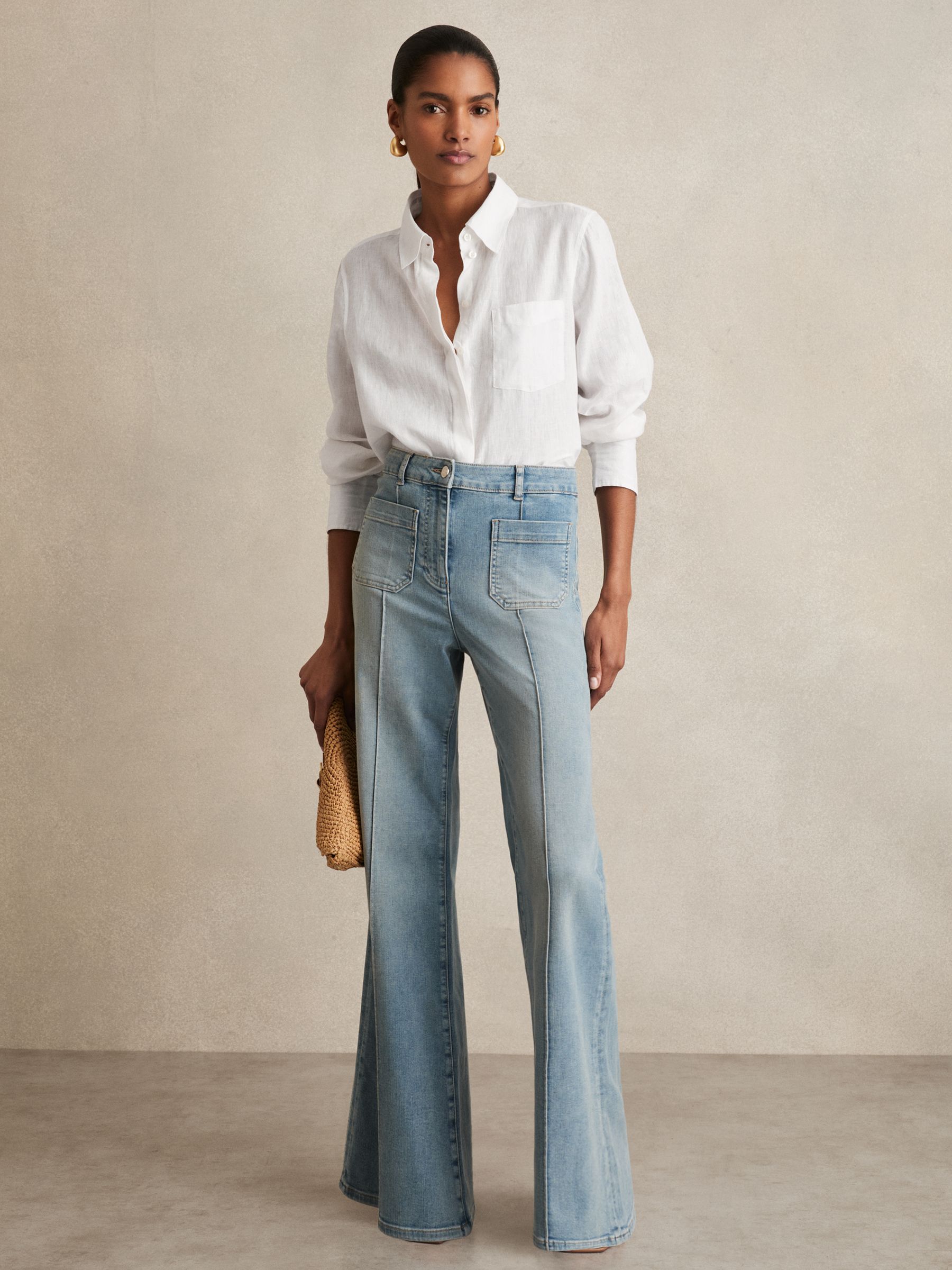 Reiss Linen Button-Through Shirt in White | REISS