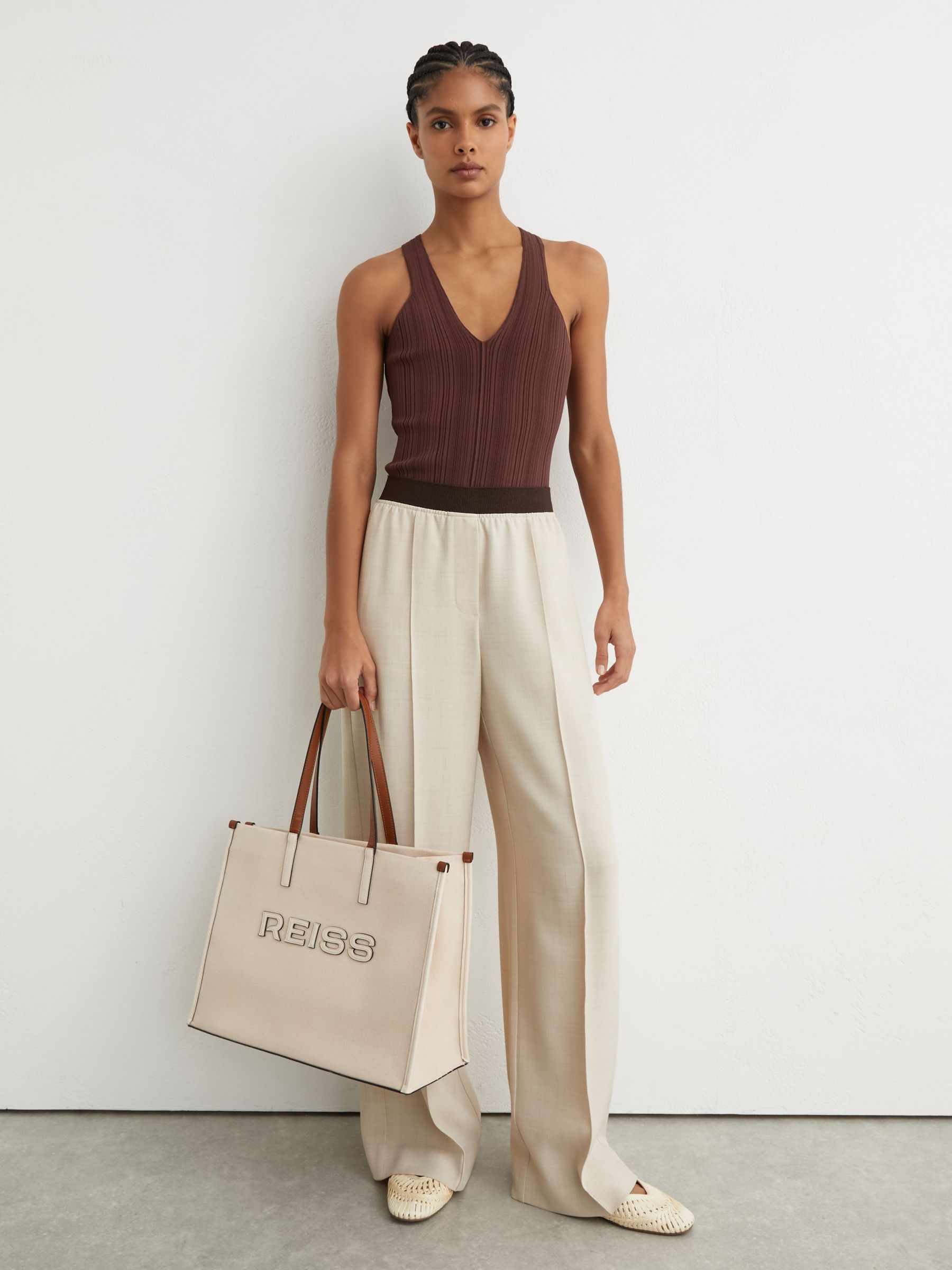 Reiss Canvas Logo Tote Bag in Natural - REISS