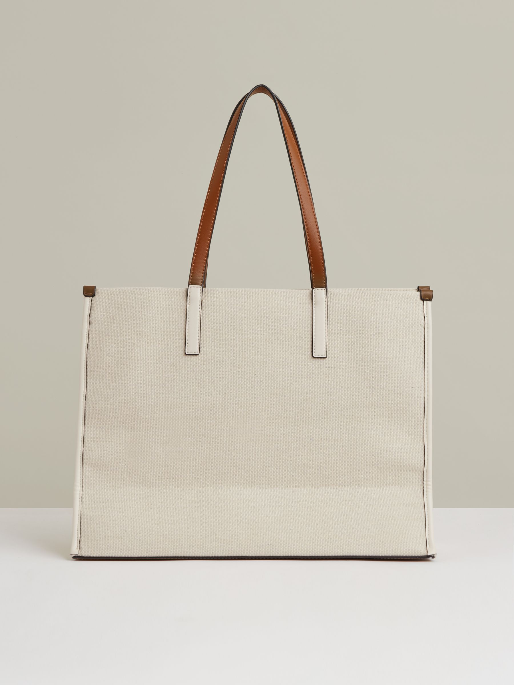 Reiss Canvas Logo Tote Bag in Natural - REISS