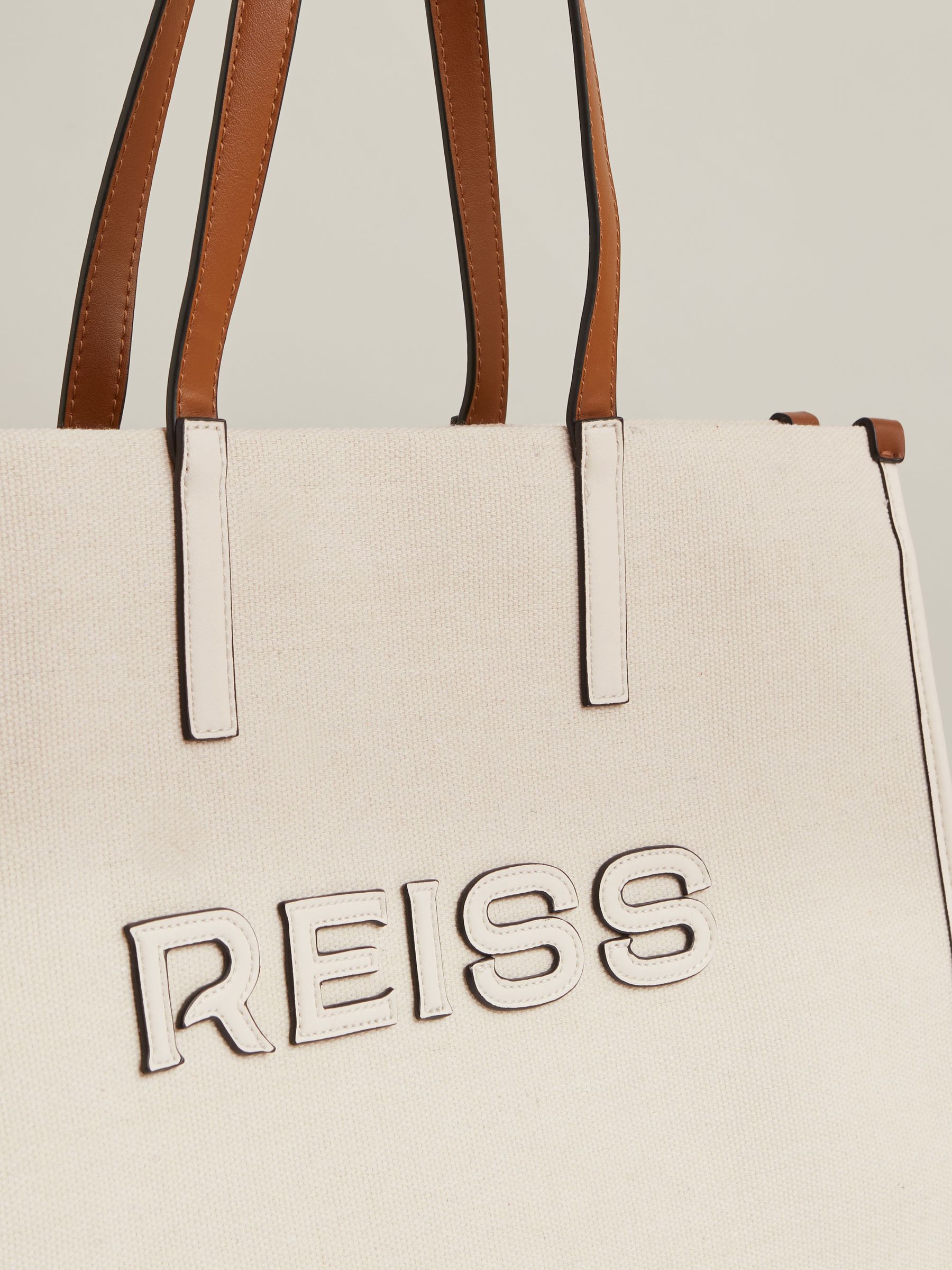 Reiss Canvas Logo Tote Bag in Natural - REISS