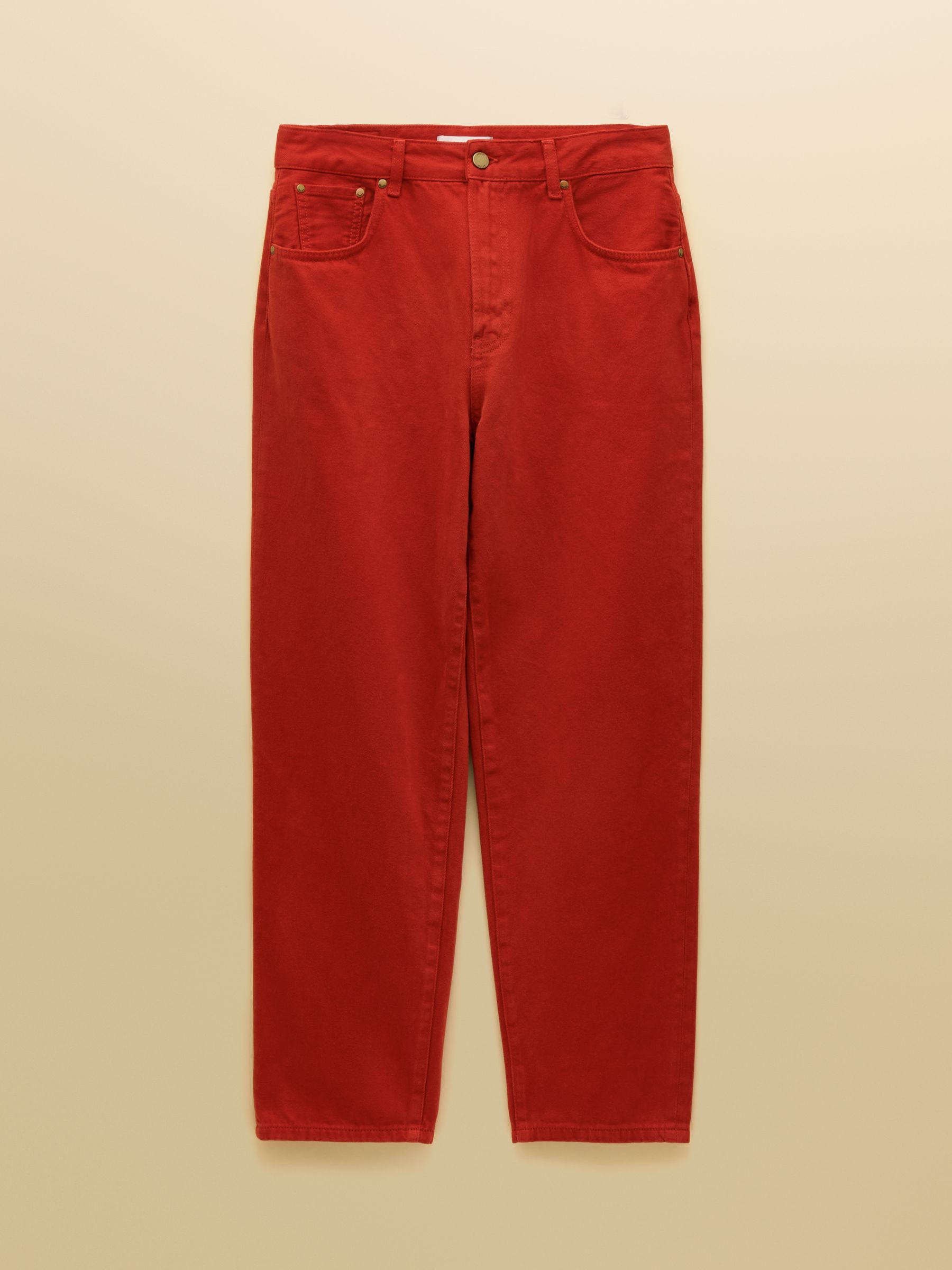 Burnt Orange Relaxed Fit Mid Rise Jeans | Joules