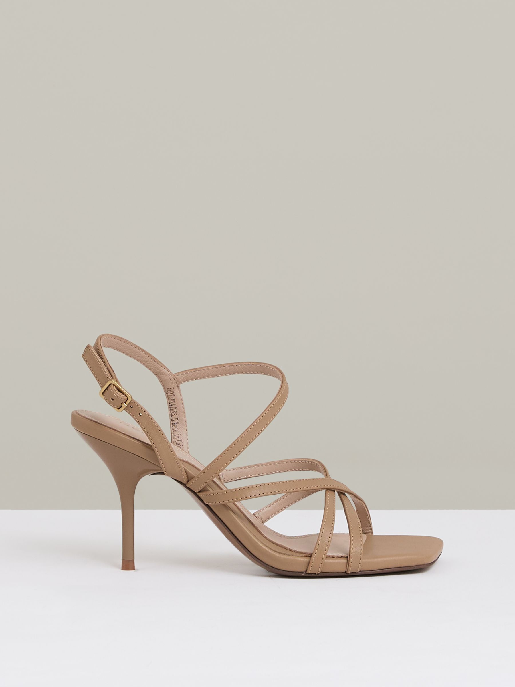 Reiss Leather Strappy Stiletto Sandals in Neutral | REISS