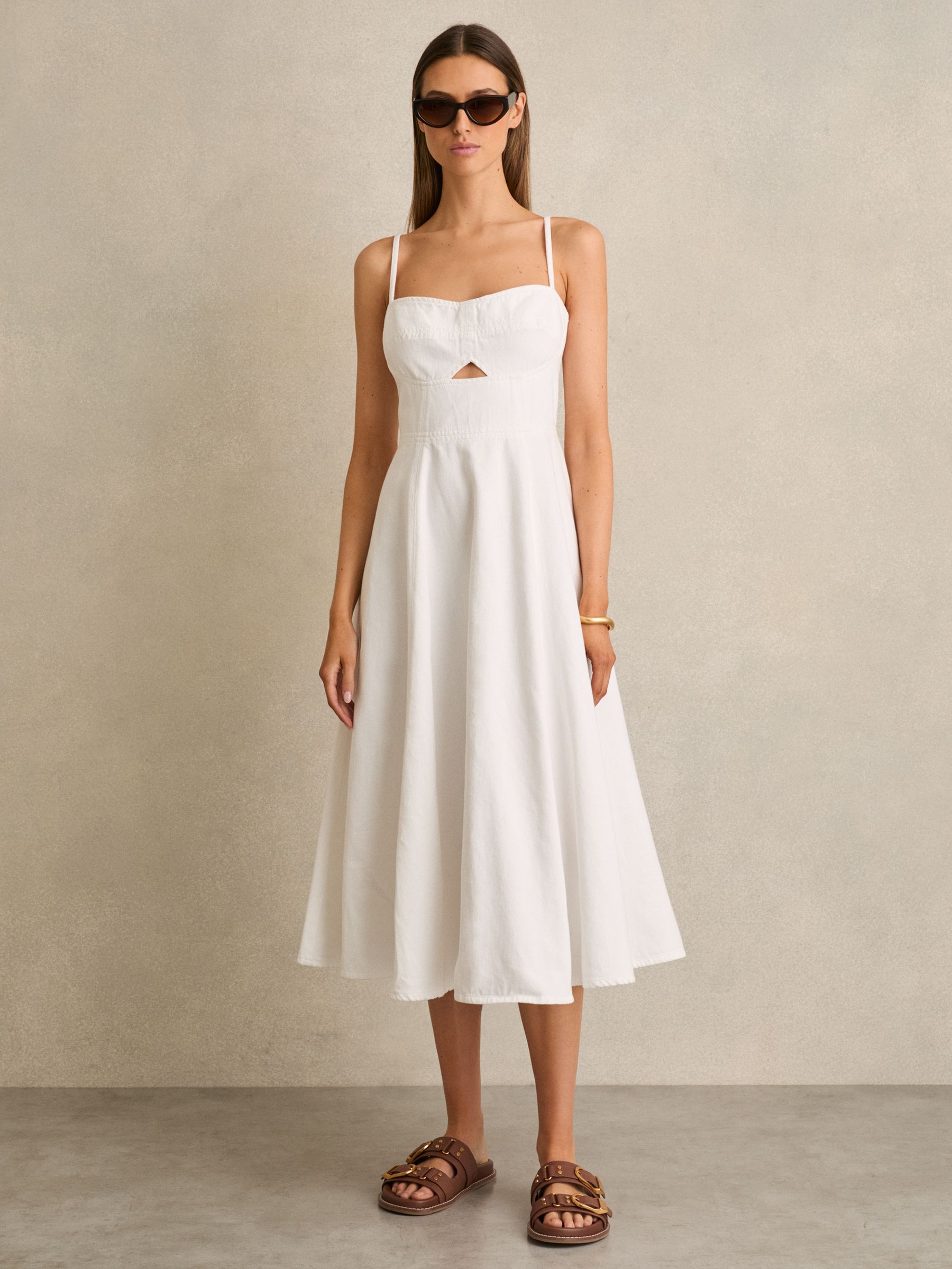 Reiss Leather Buckled Slip-On Sandals in Tan | REISS