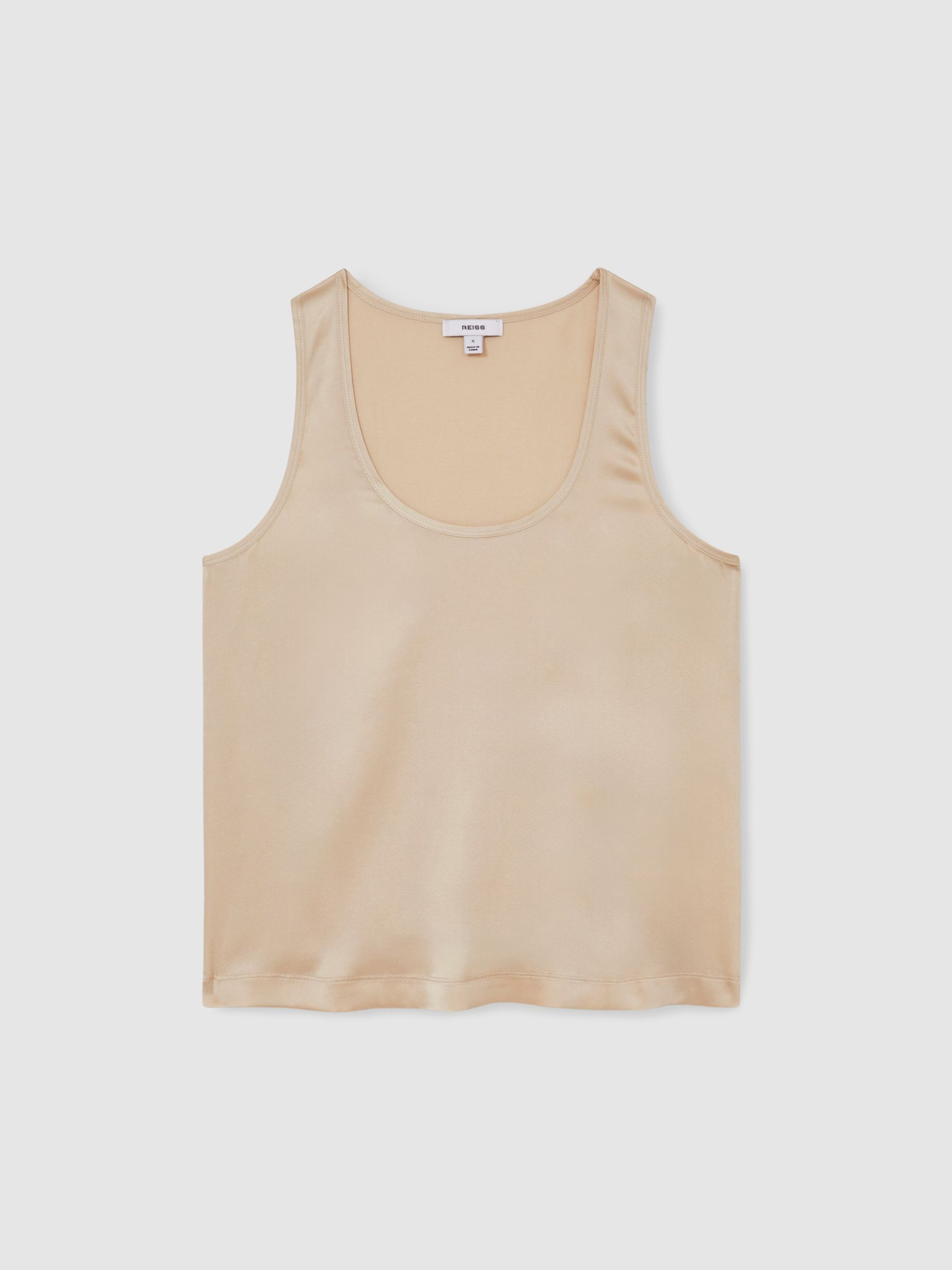 Reiss Silk-Front Cami Top in Neutral - REISS