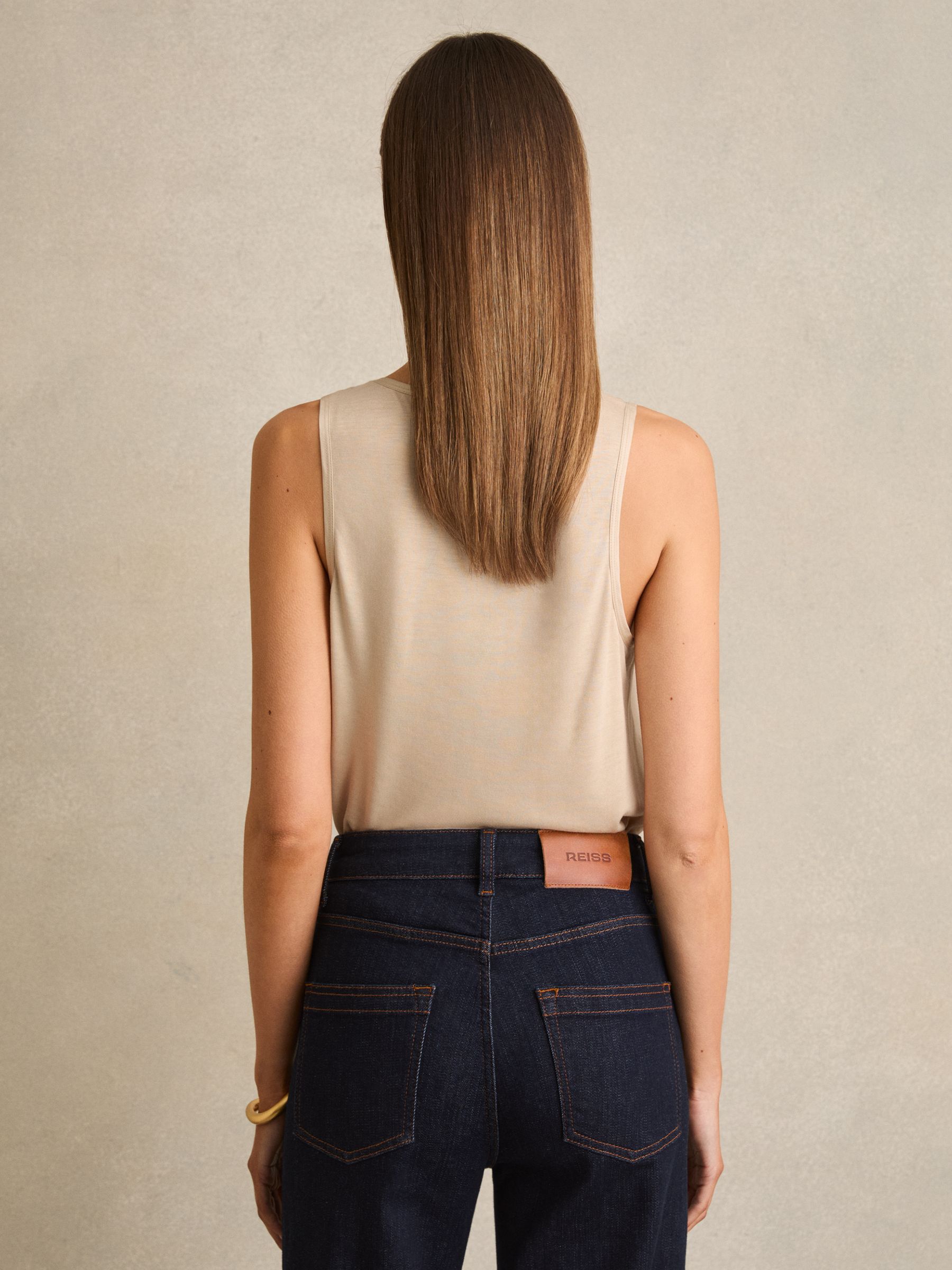 Reiss Silk-Front Cami Top in Neutral - REISS