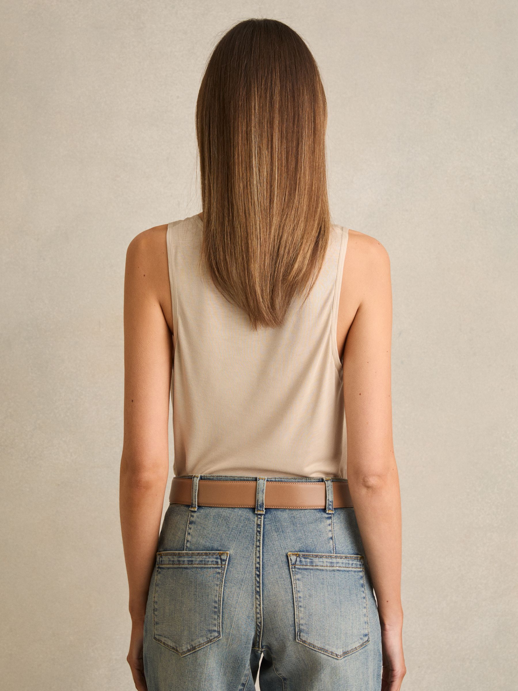 Reiss Silk-Front Cami Top in Neutral - REISS