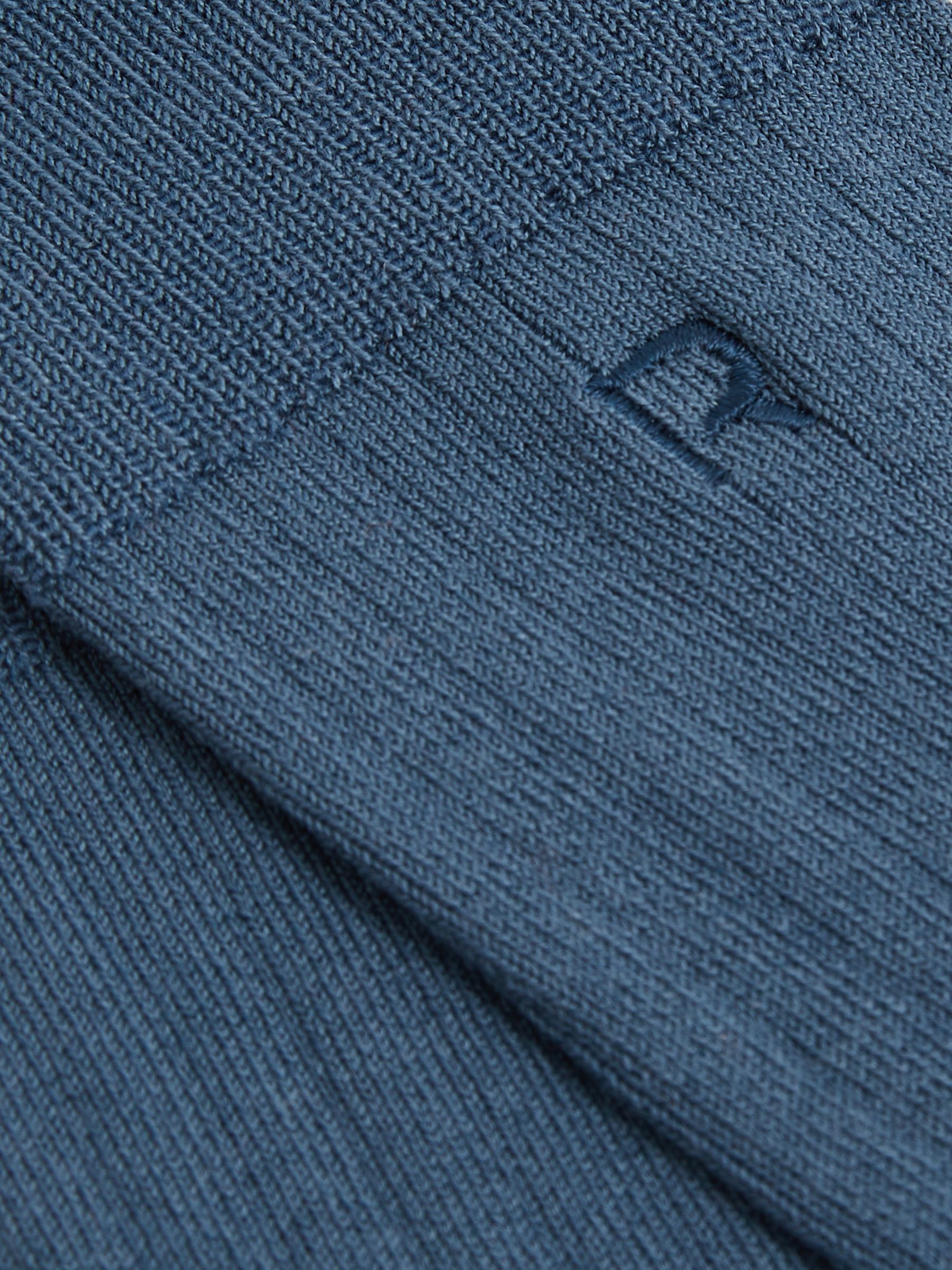 Reiss Cotton-Blend Logo-Embroidered Socks in Denim Blue - REISS