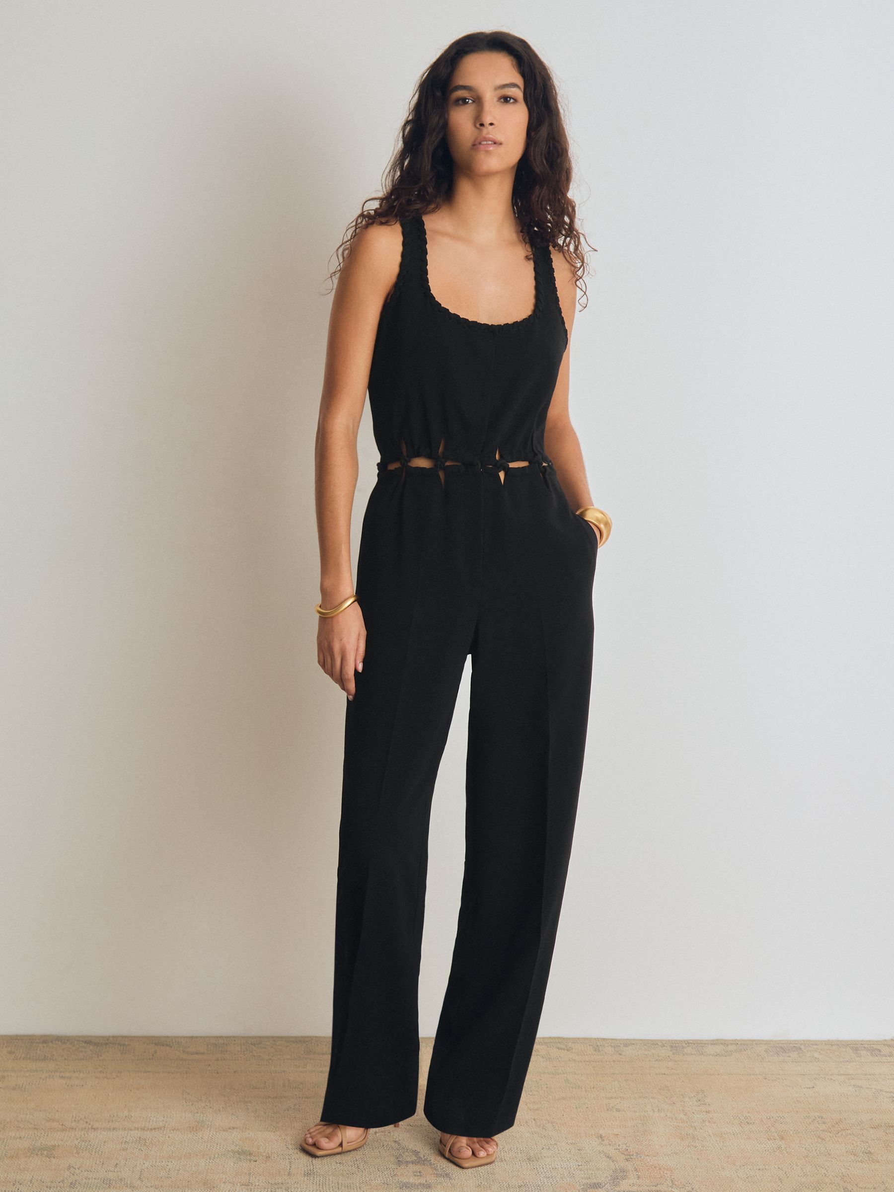 Reiss Atelier Cut-Out Waist Jumpsuit in Black | REISS