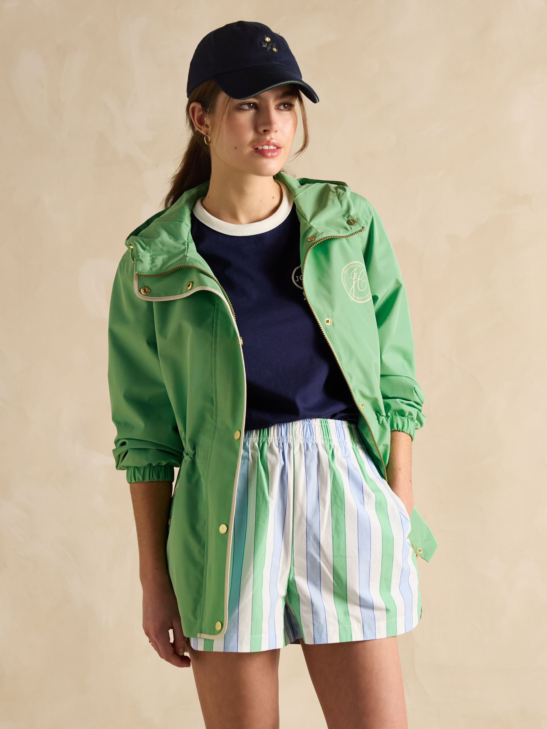 Holt Green Waterproof Packable Raincoat with Hood | Joules