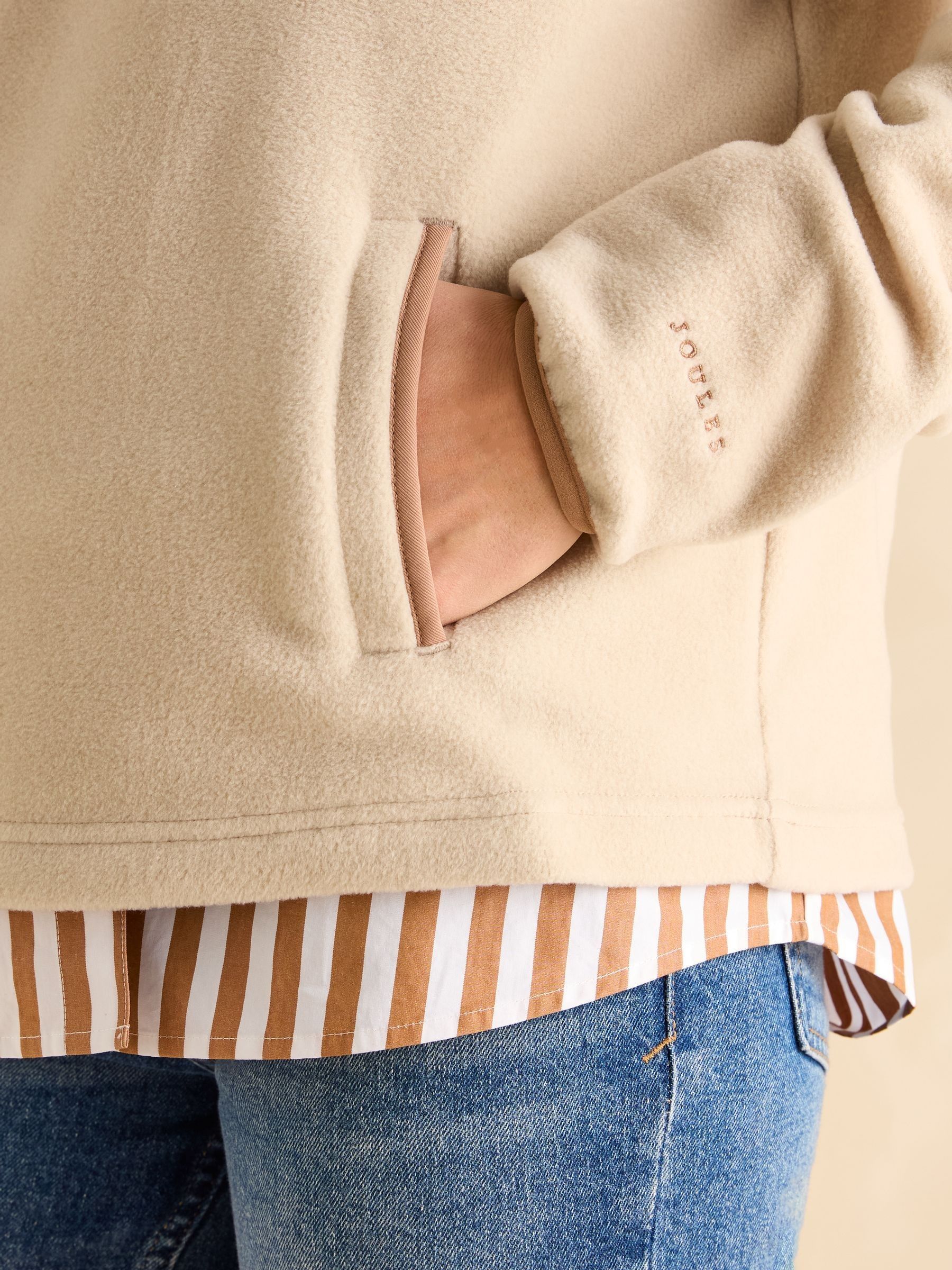 Lulworth Beige Funnel Neck Fleece | Joules