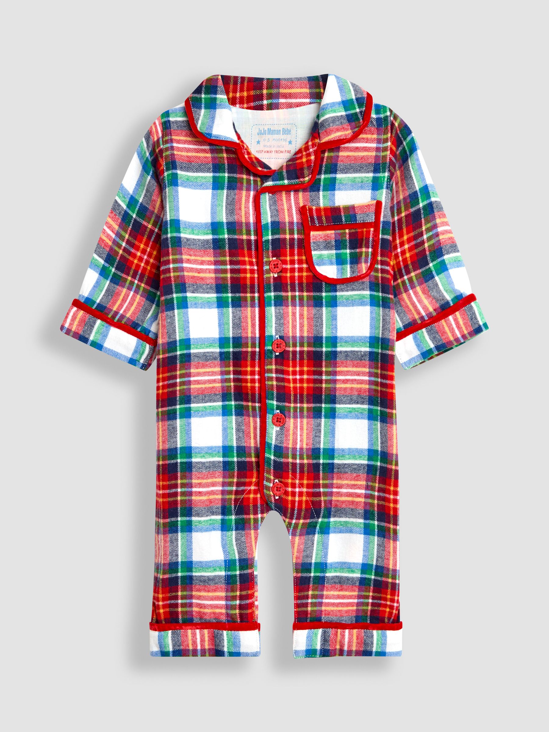 Cream Red Woven Check Pyjamas | JoJo Maman Bébé