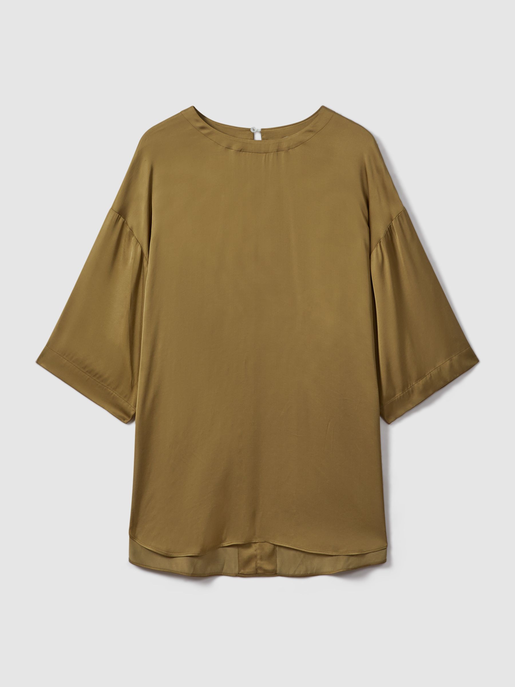 Reiss Relaxed Satin Blouse in Khaki - REISS