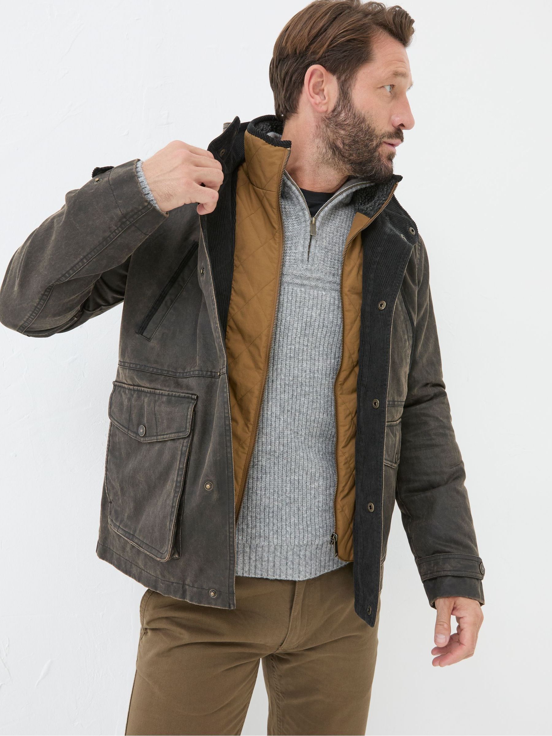 Broadsands Brown Funnel Neck Jacket | FatFace