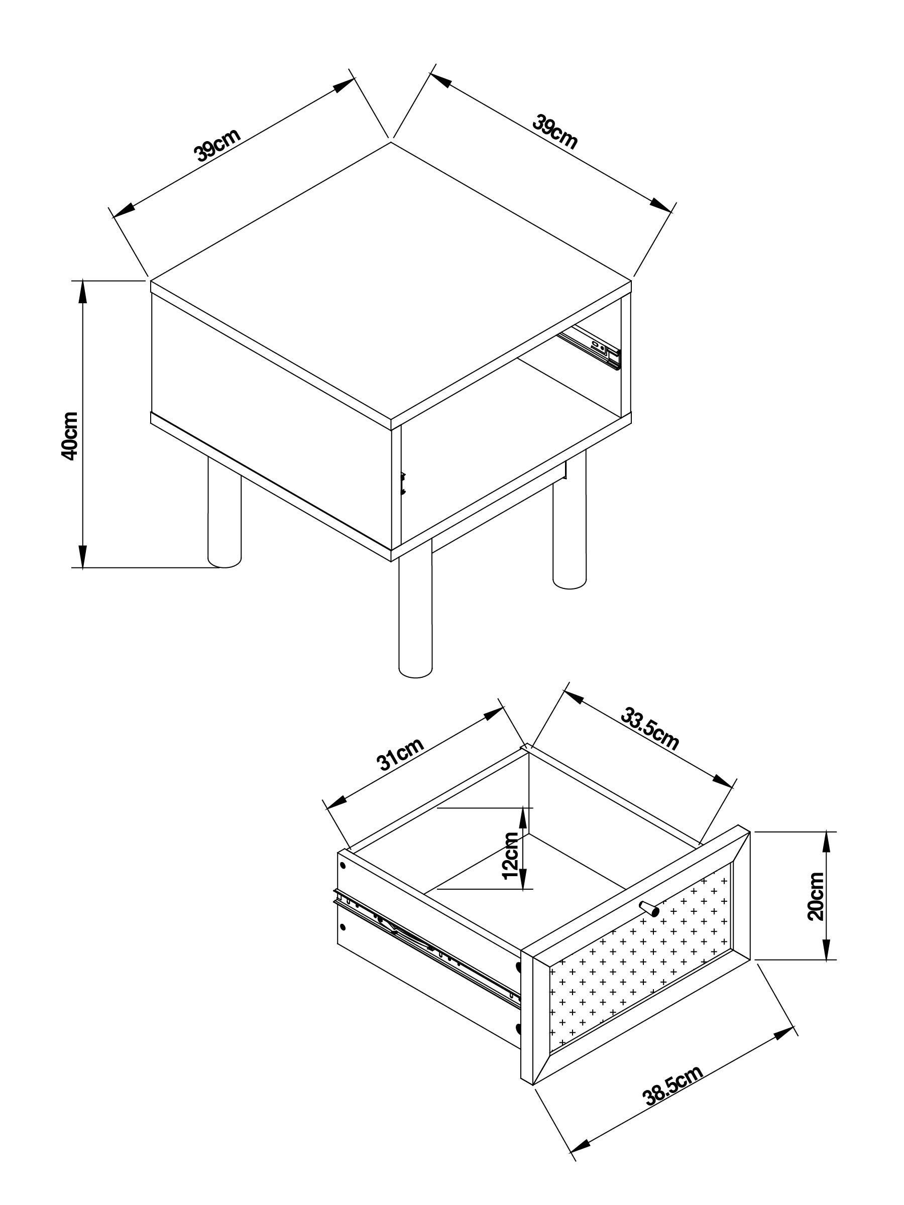 Pavia Rattan Bedside Table in Dark Oak Effect | Made