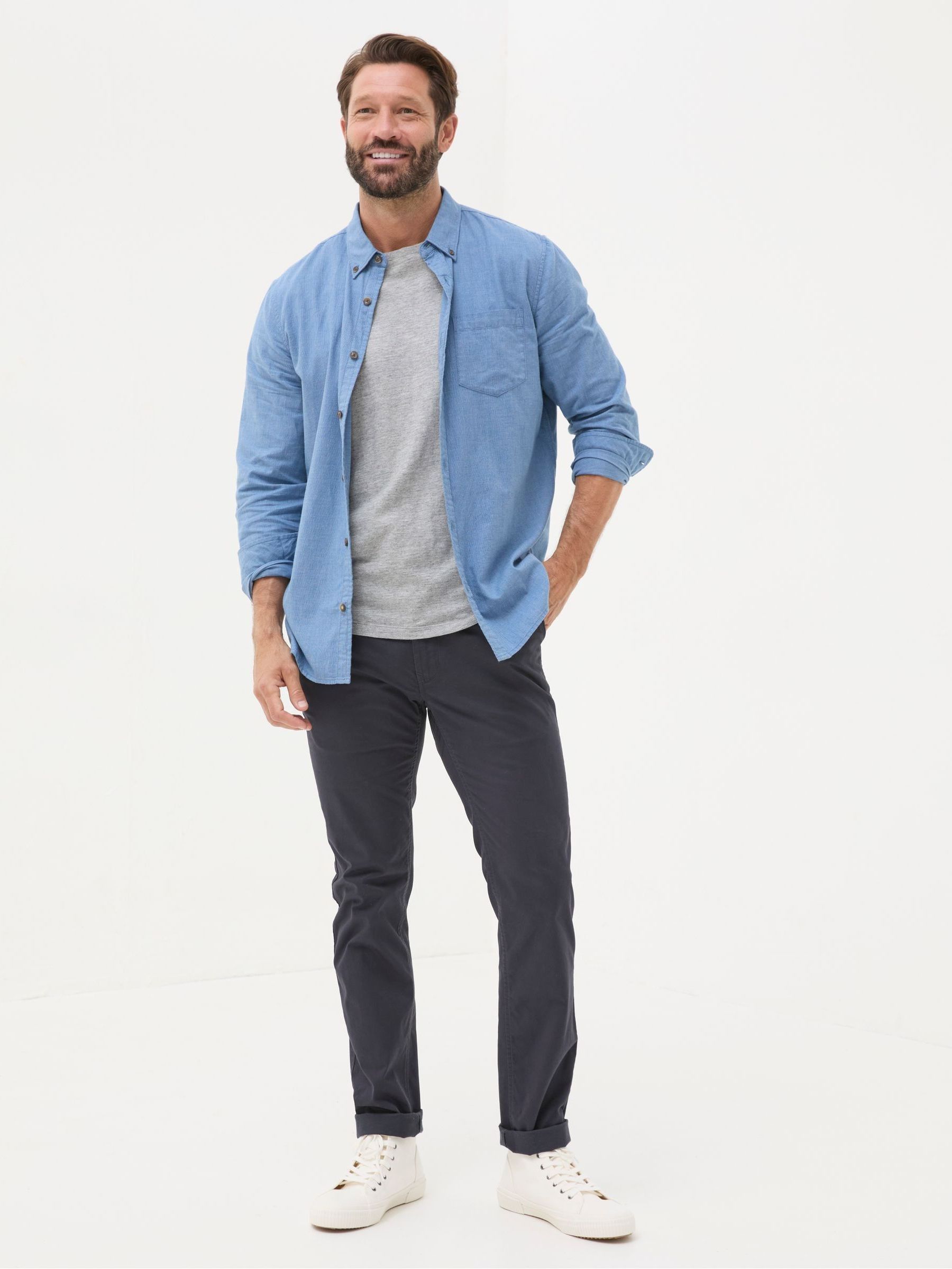 Light Blue Long Sleeve Tadlow Shirt | FatFace