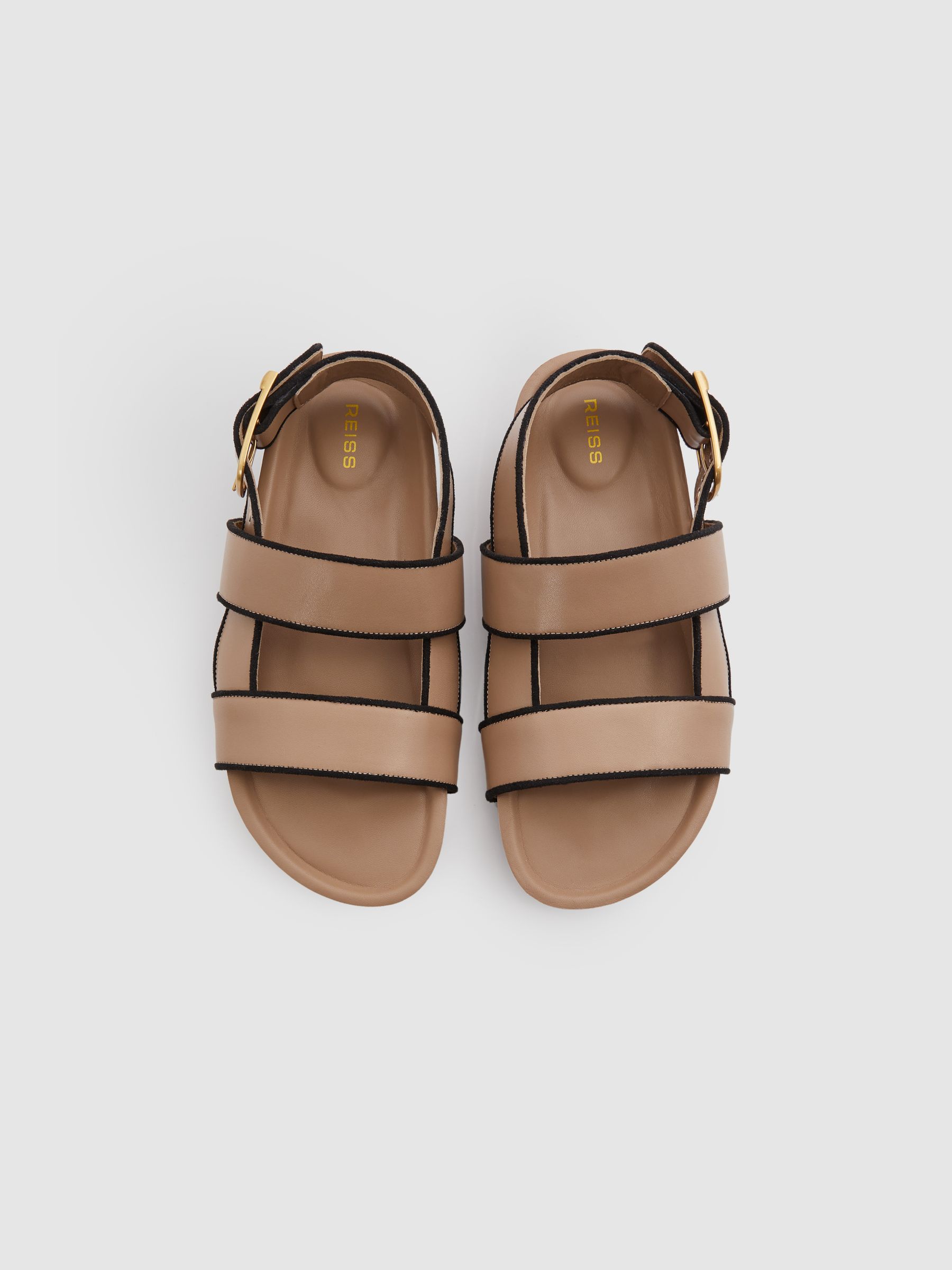 Reiss Strappy Chunky Leather Sandals in Tan - REISS