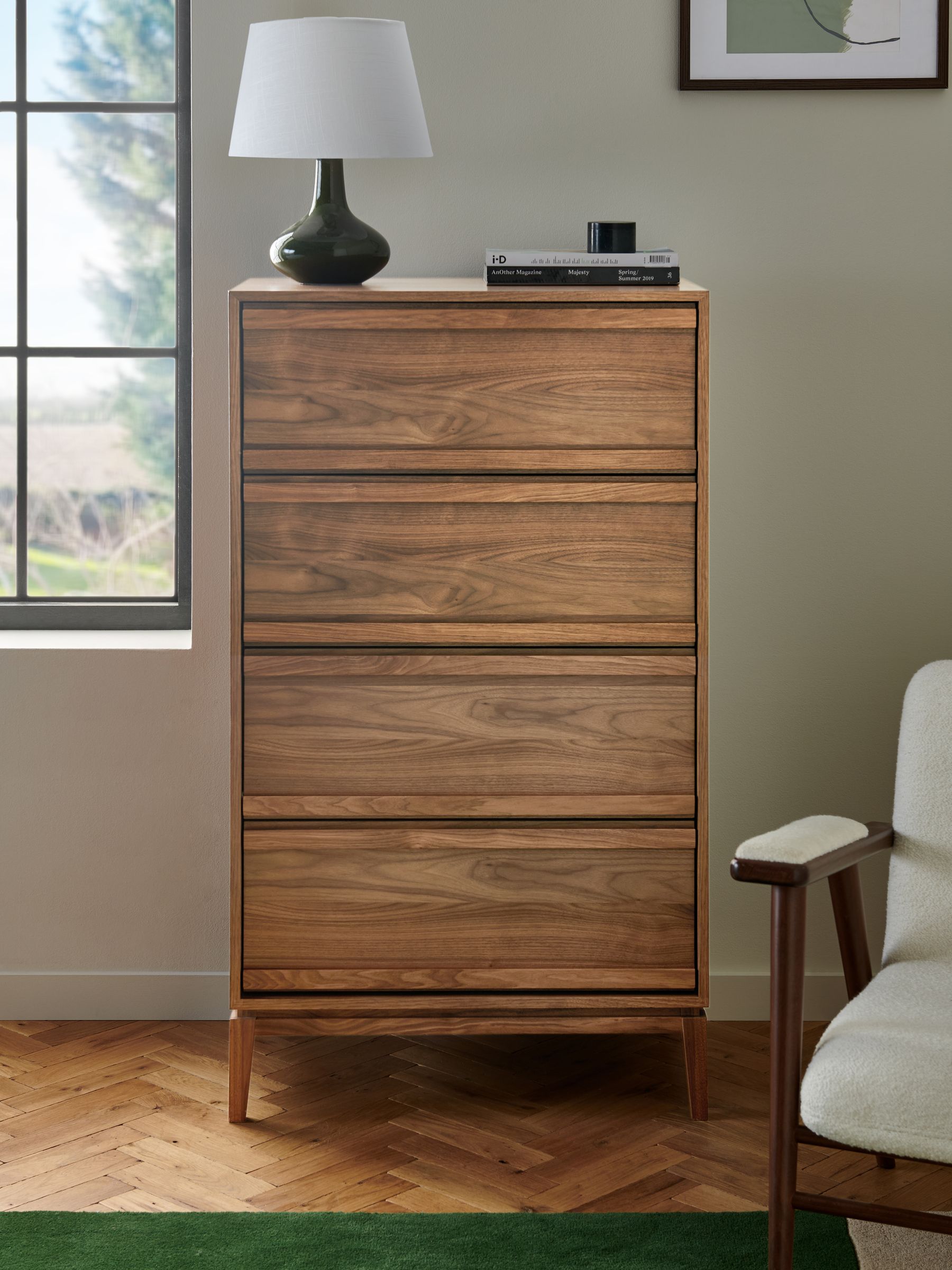 Brown 4 Drawer Tall Belgrave Walnut Chest of Drawers | Made
