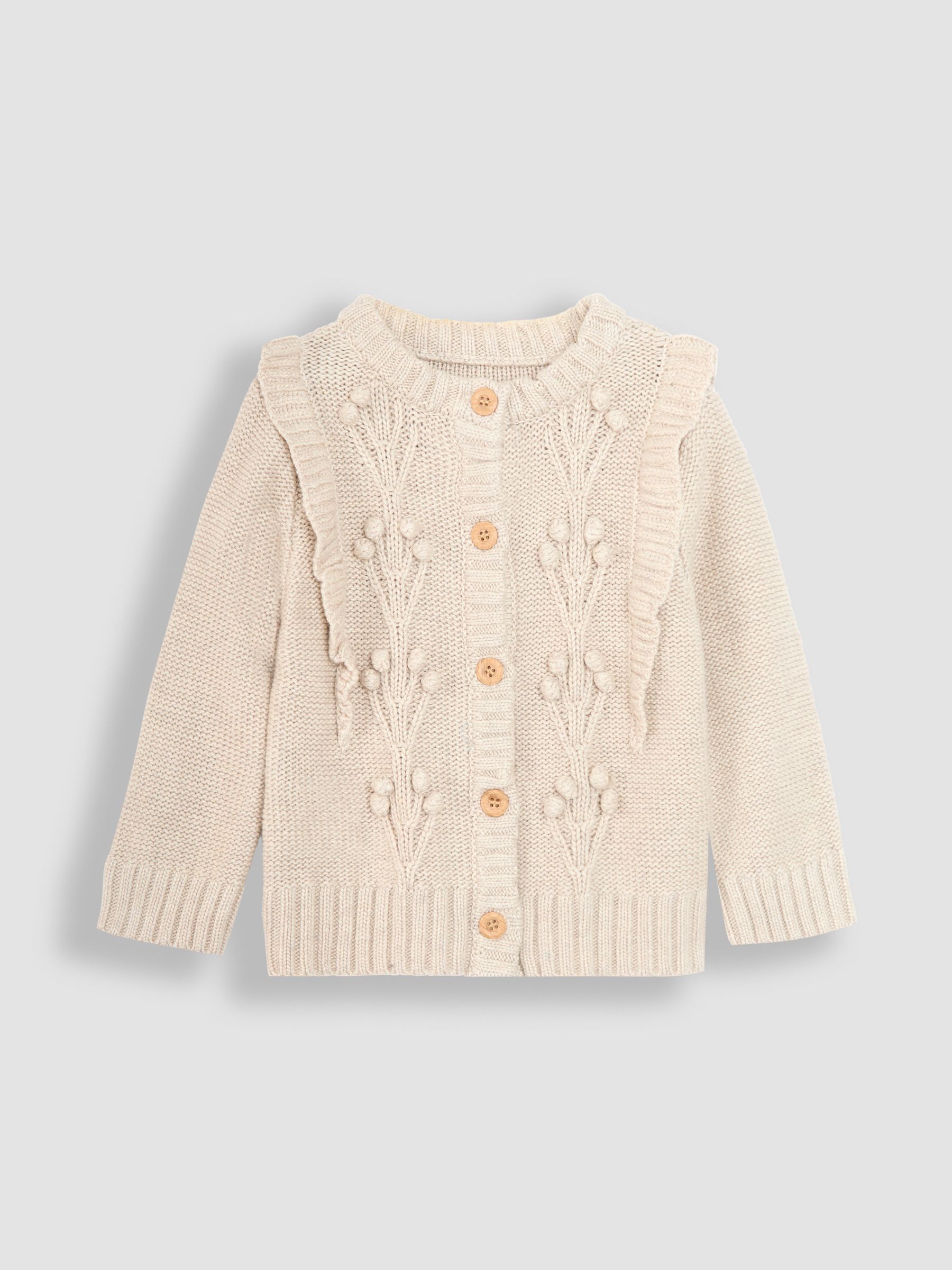 Natural Frill Shoulder Cardigan | JoJo Maman Bébé