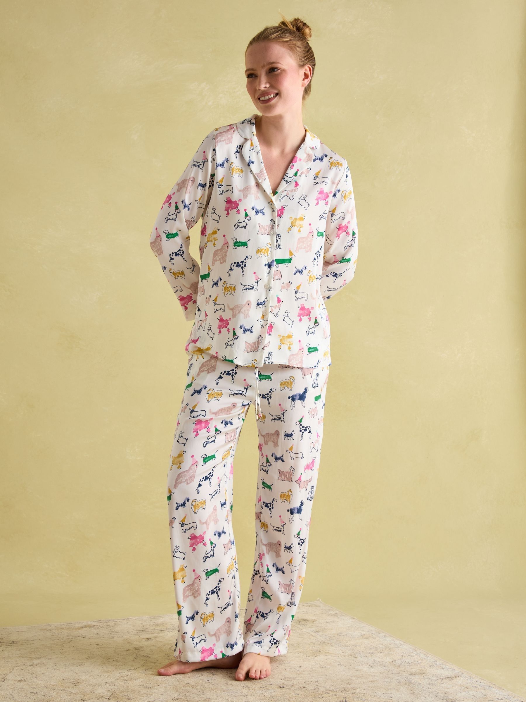 Bonnie Cream Satin Pyjama Set | Joules