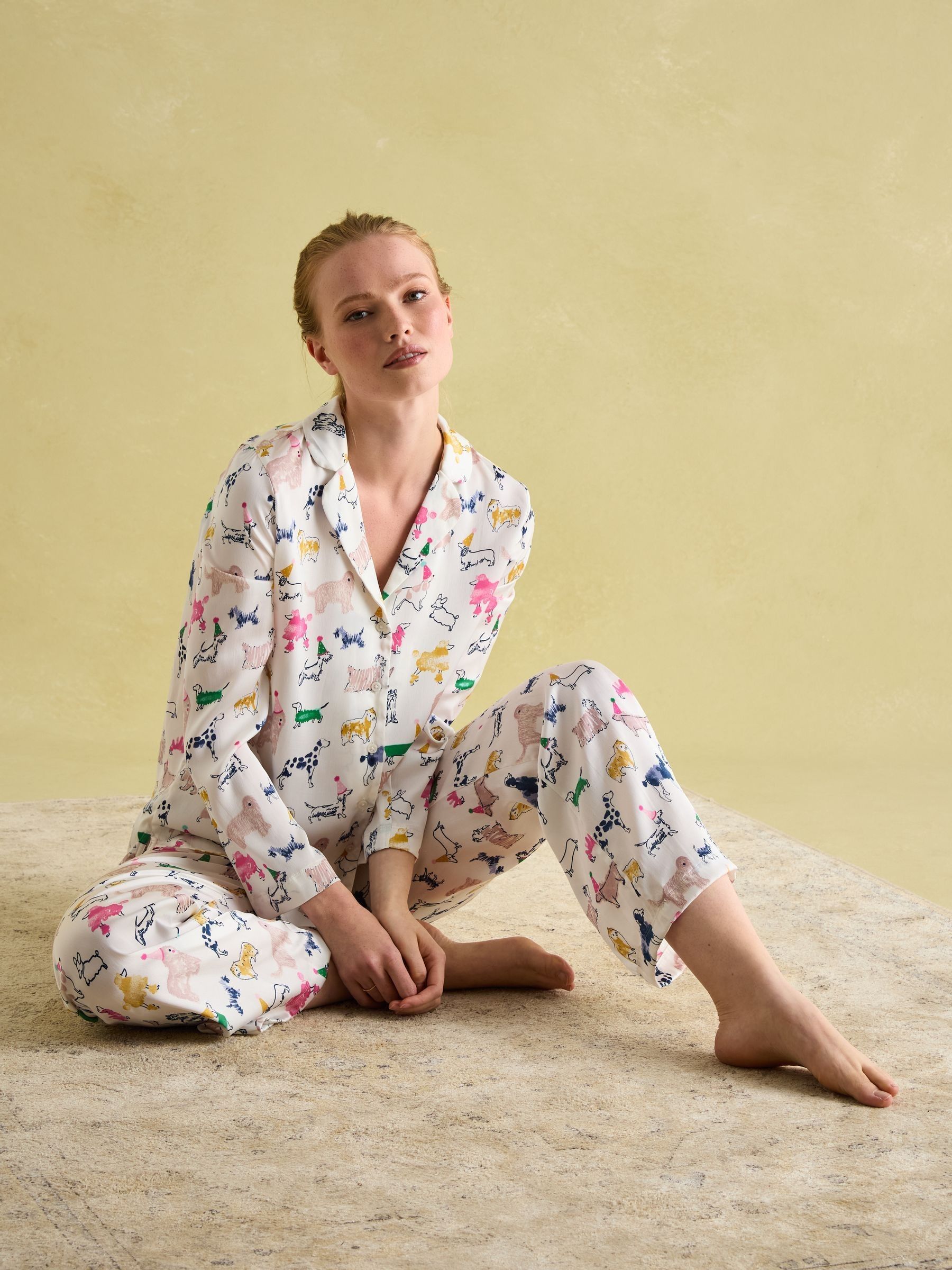 Bonnie Cream Satin Pyjama Set | Joules
