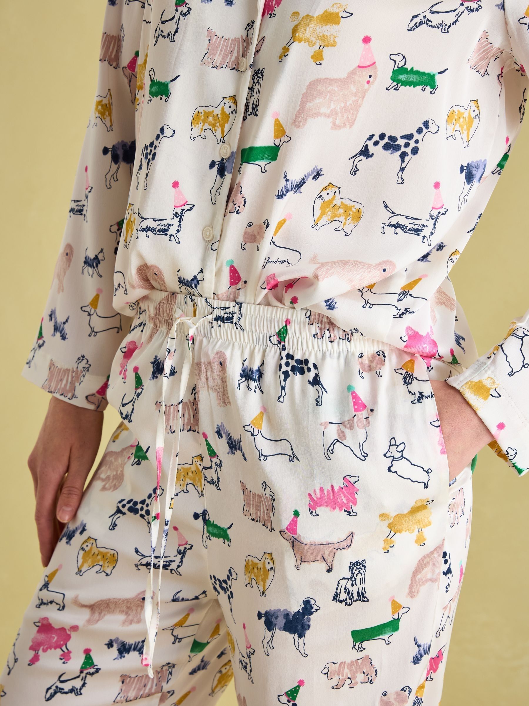 Bonnie Cream Satin Pyjama Set | Joules