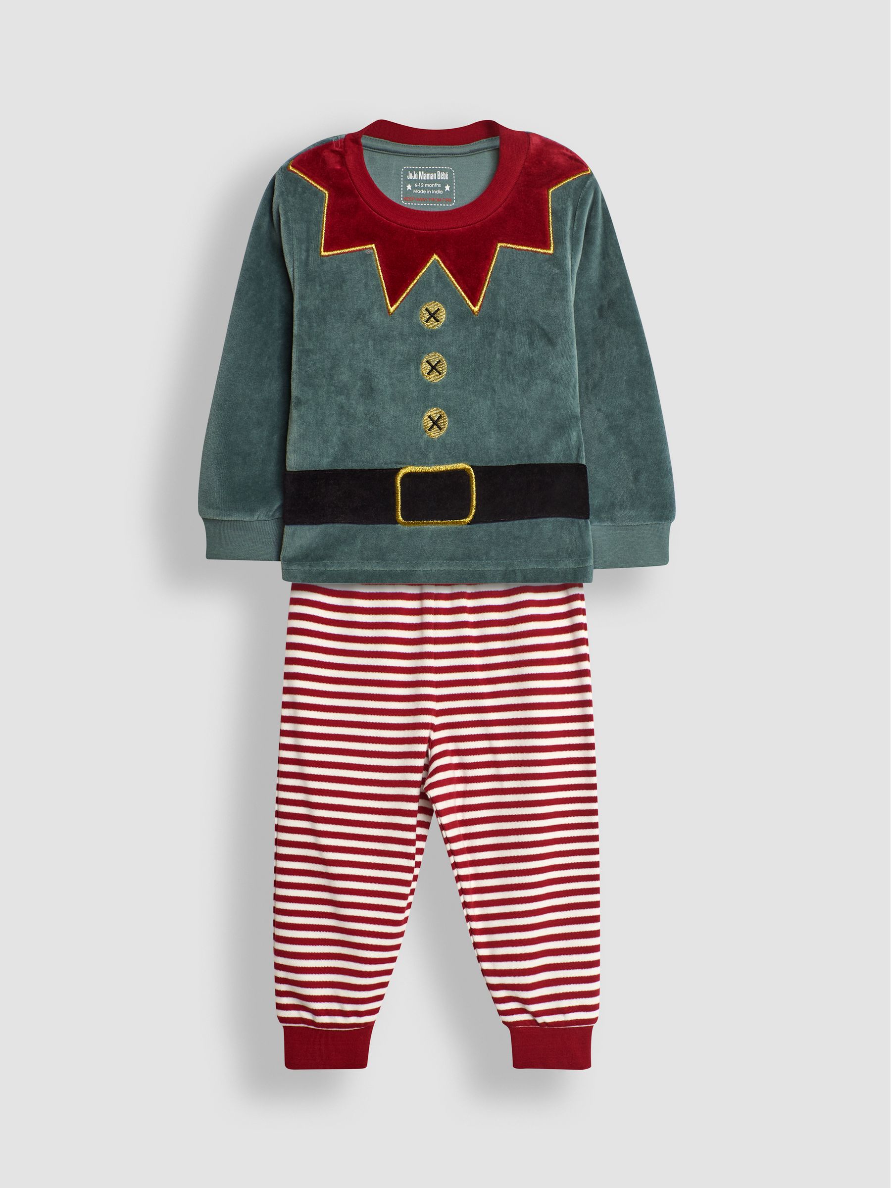 Red Christmas Elf Jersey Pyjamas | JoJo Maman Bébé