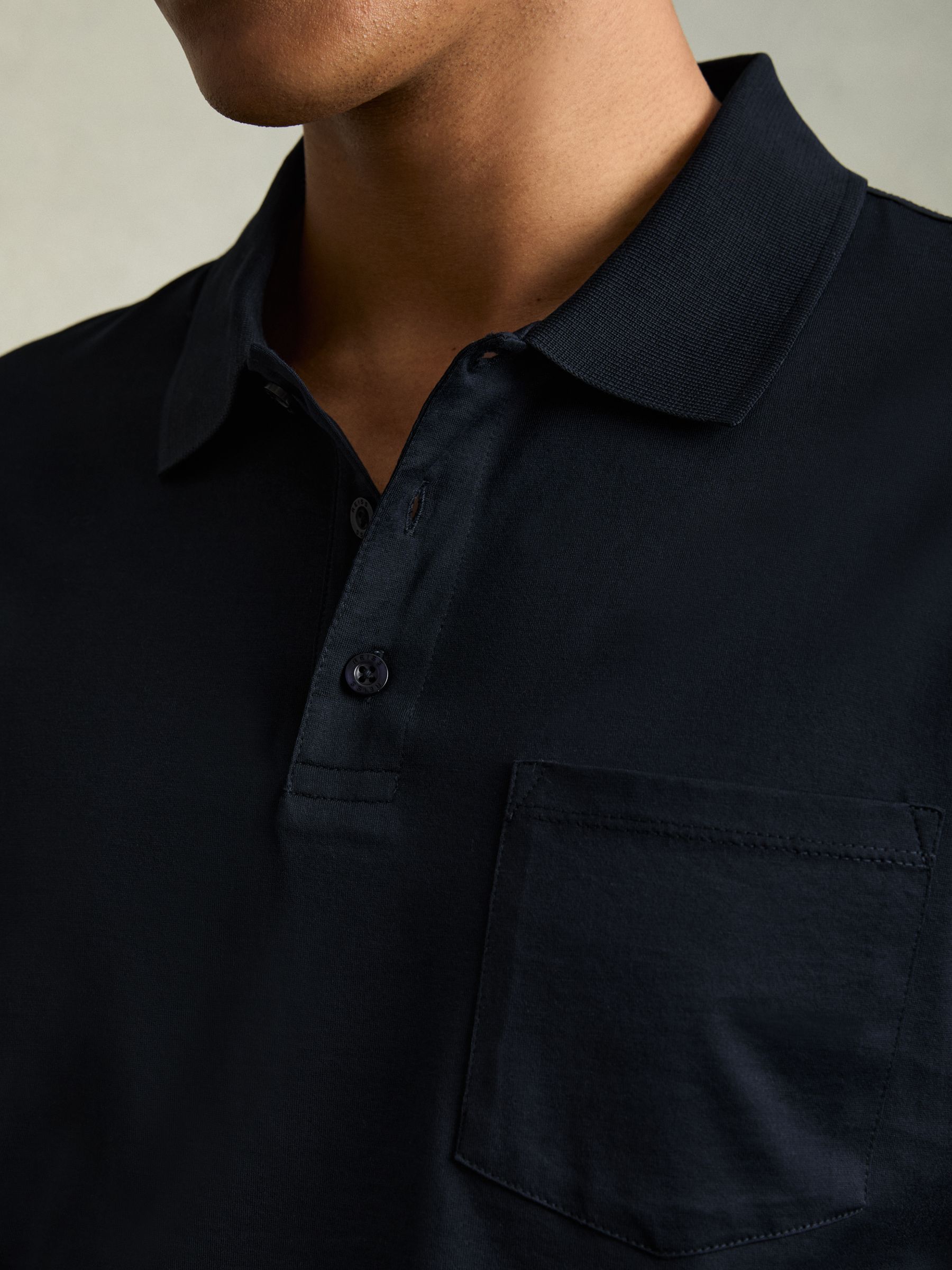 Reiss Mercerised Cotton Polo Shirt in Navy - REISS