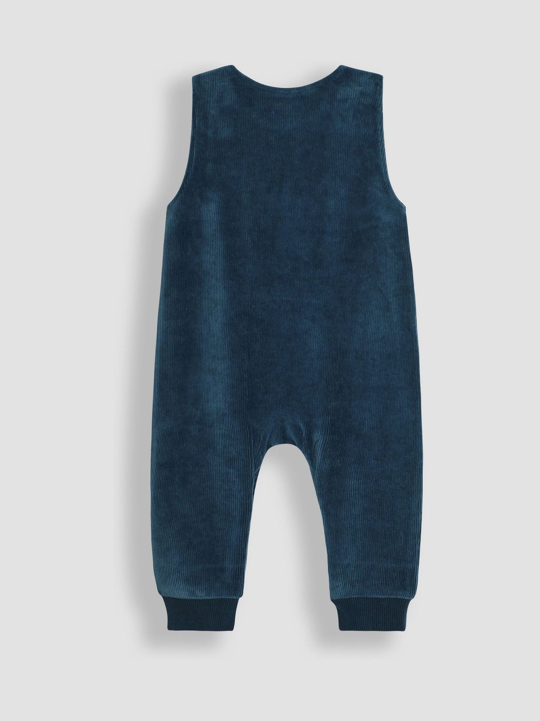 Teal Fox Applique Pocket Velour Dungarees & Top Set | JoJo Maman Bébé