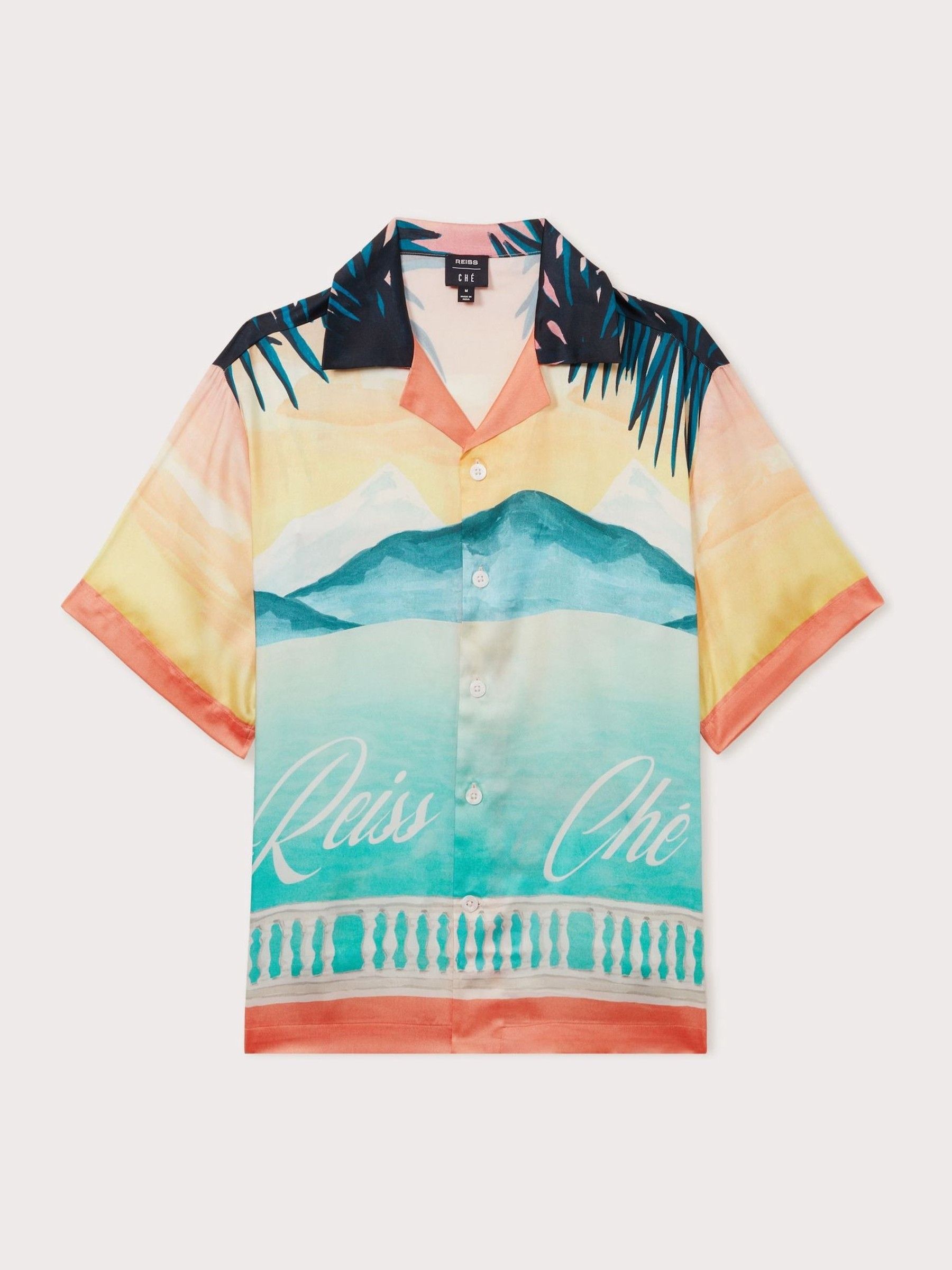Reiss Veranda Pink Multi Ché Hand-Painted Cuban Collar Shirt - REISS