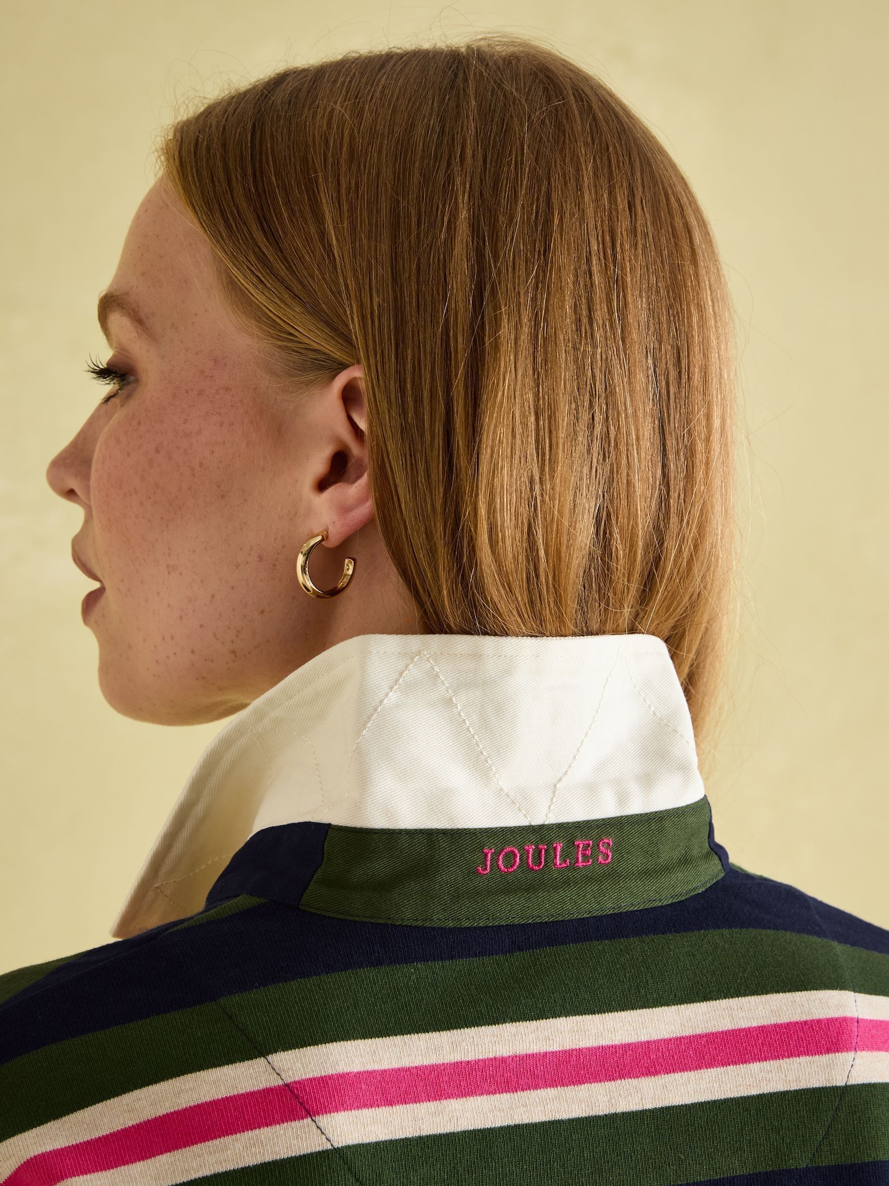 Lara Green/Pink Boxy Fit Rugby Shirt | Joules
