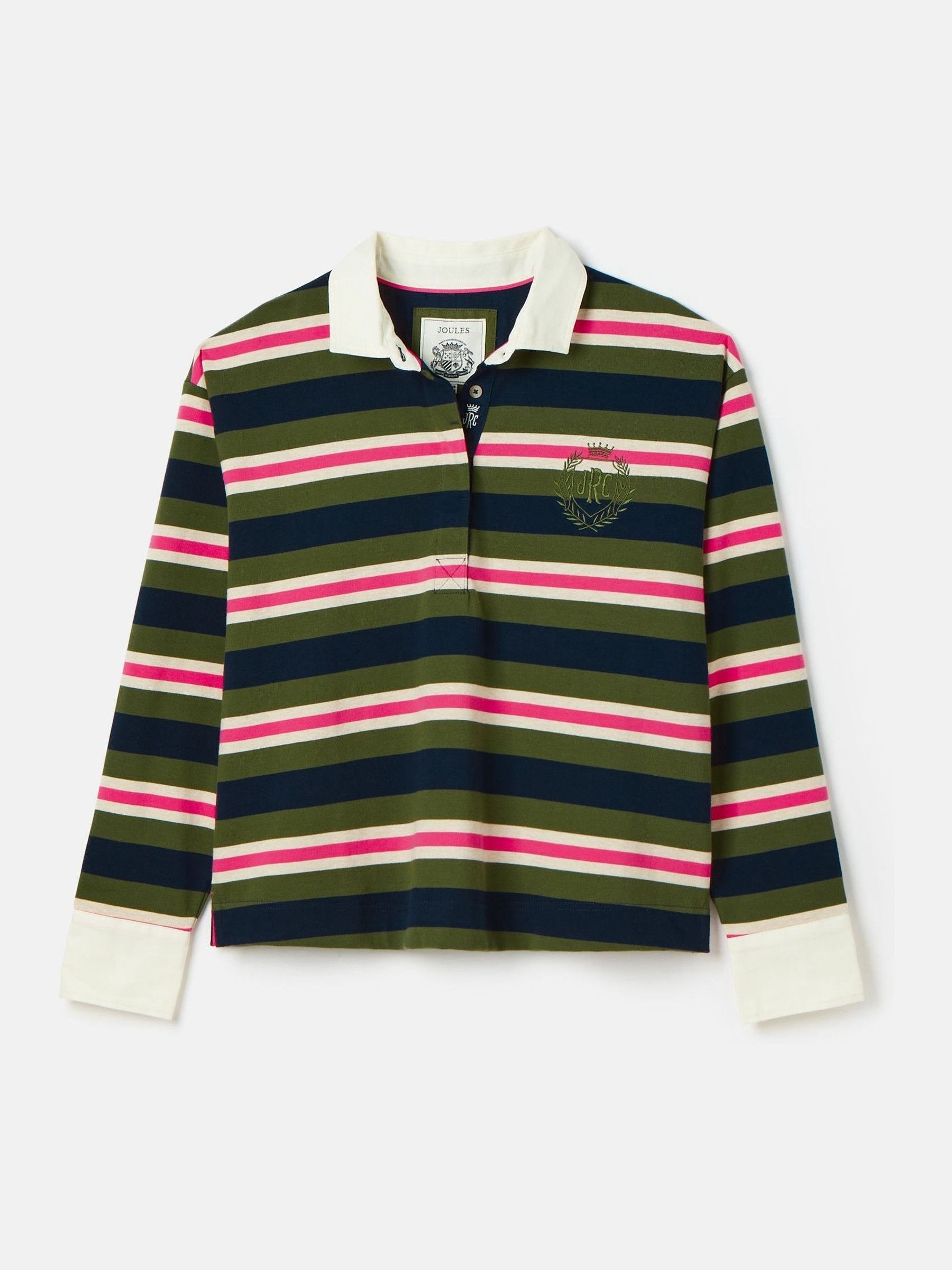 Lara Green/Pink Boxy Fit Rugby Shirt | Joules