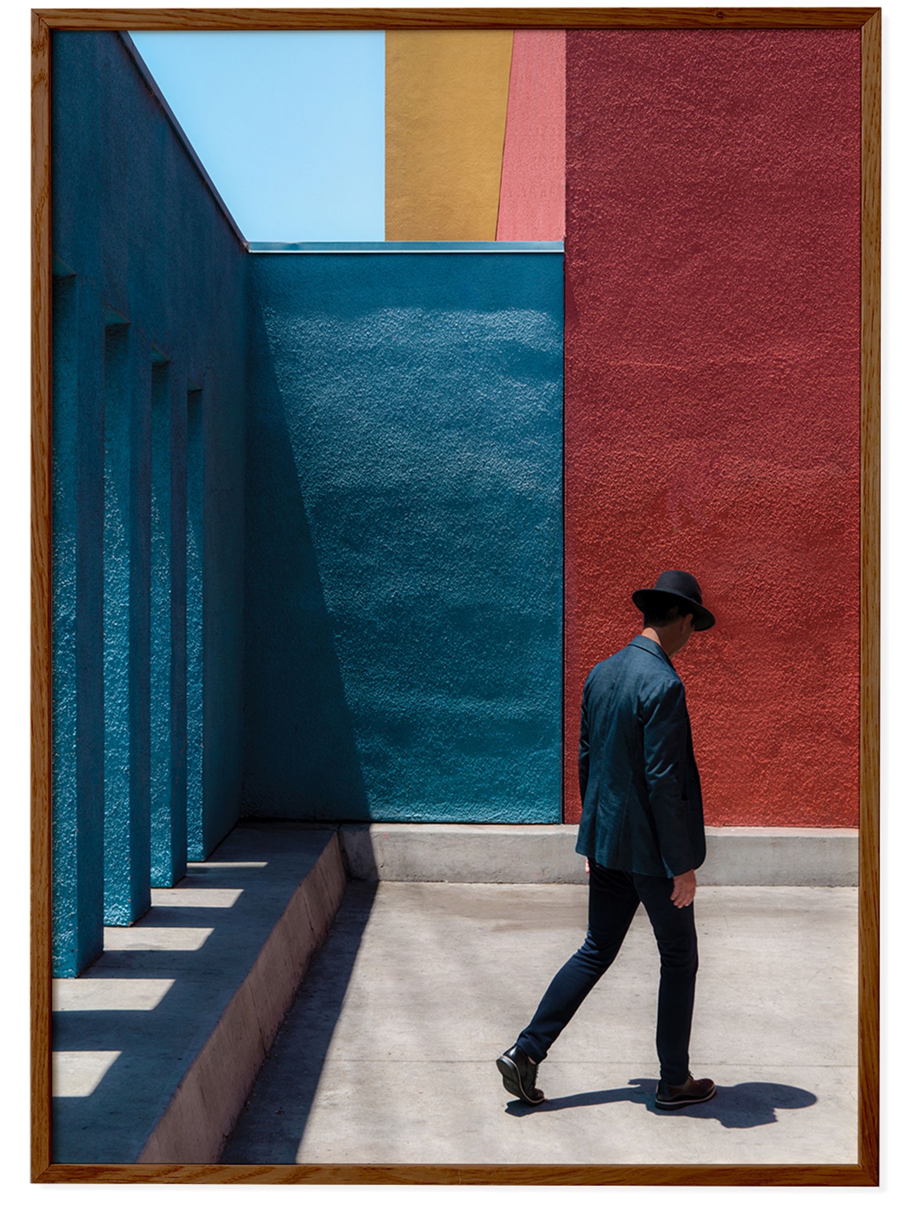 Paper Collective Blue Primary Spaces Framed Wall Art Print in Dark Oak ...