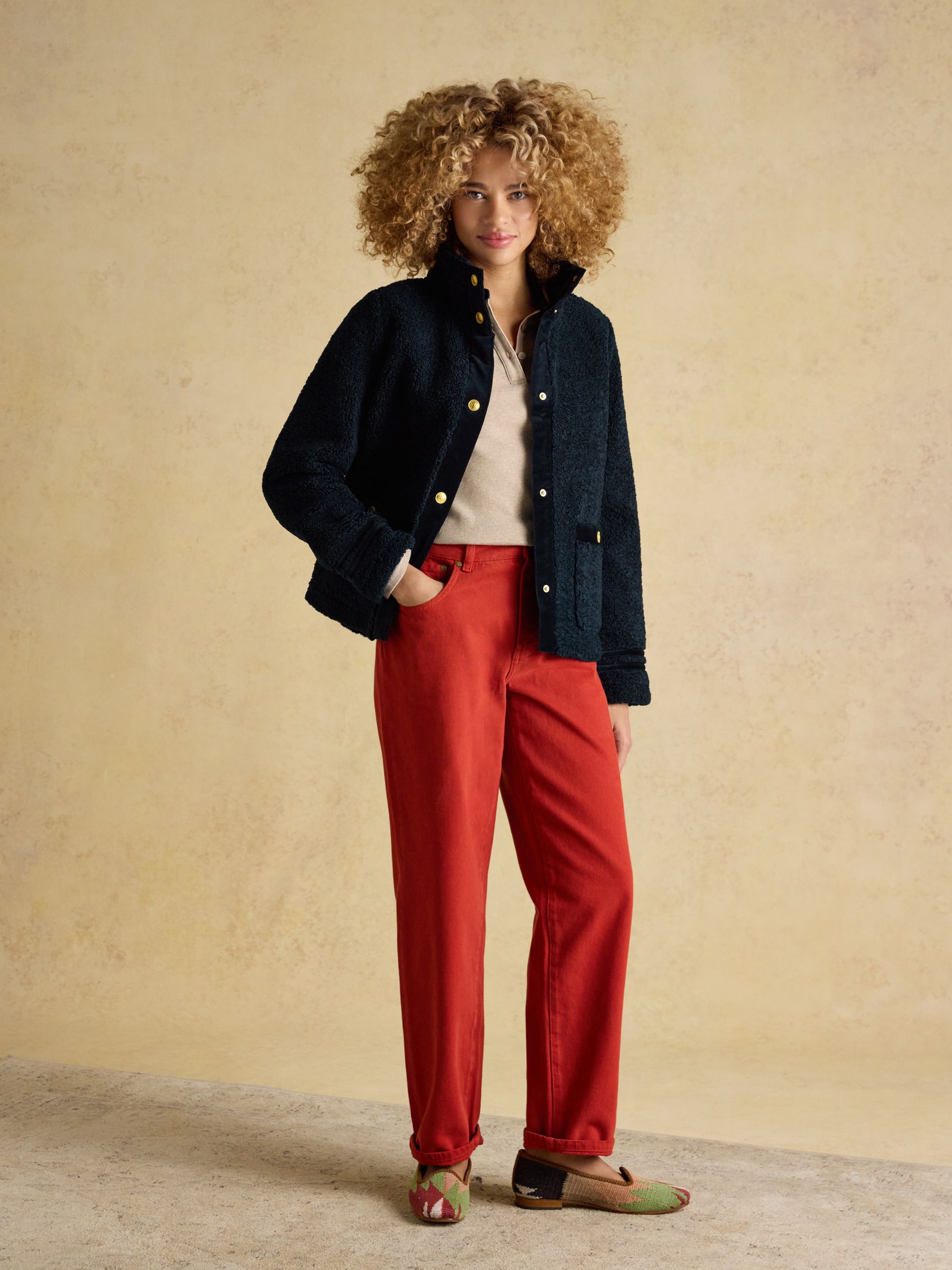 Fleur Navy Blue Fleece Jacket | Joules